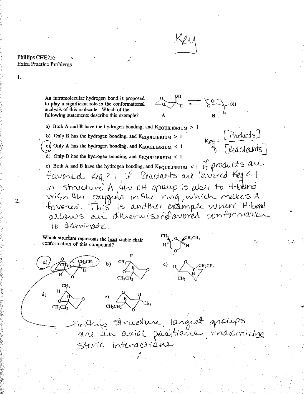 Assignment Answers Key Organic Chemistry Che 255 Docsity