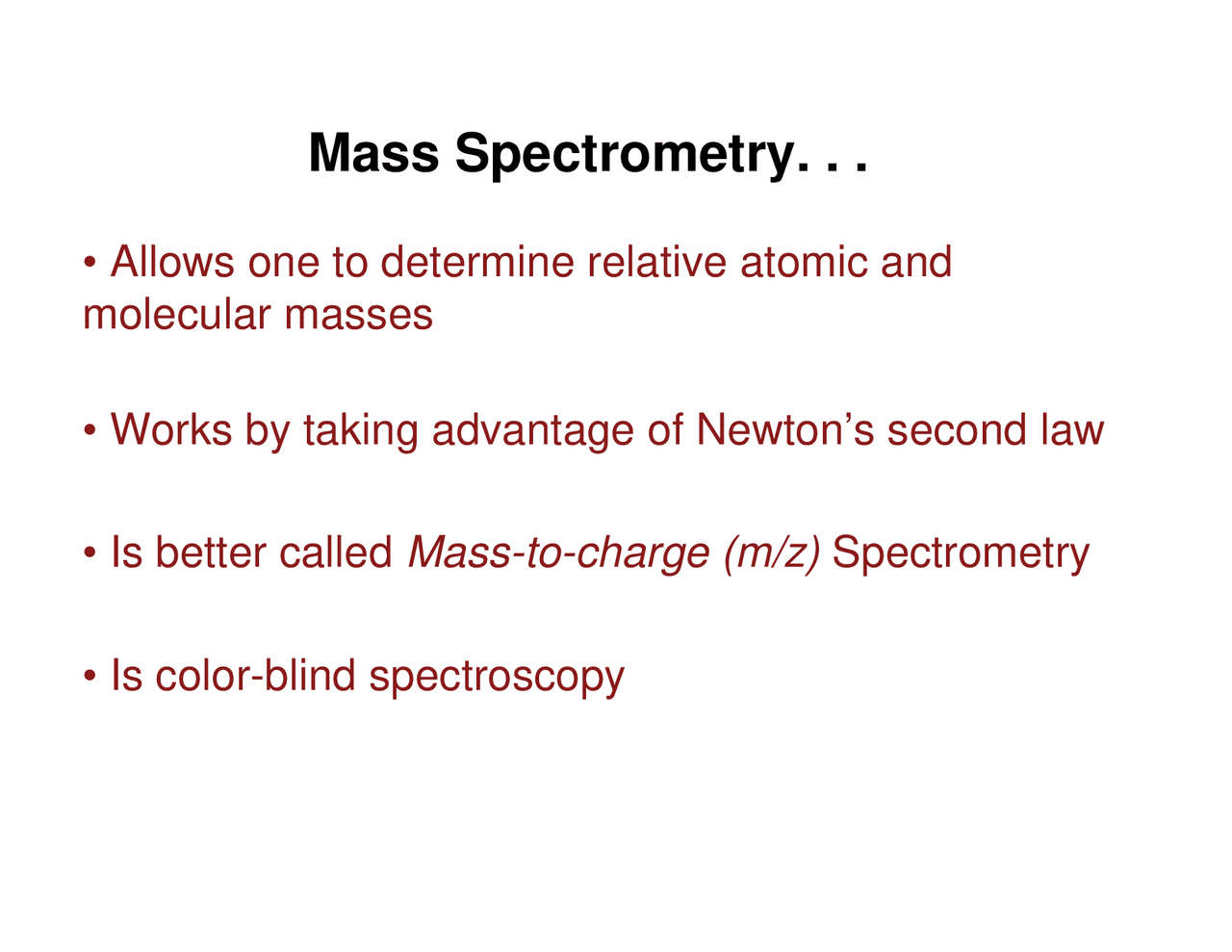 Notes on Mass Spectrometry - Honors General Chemistry-Science | CHEM ...