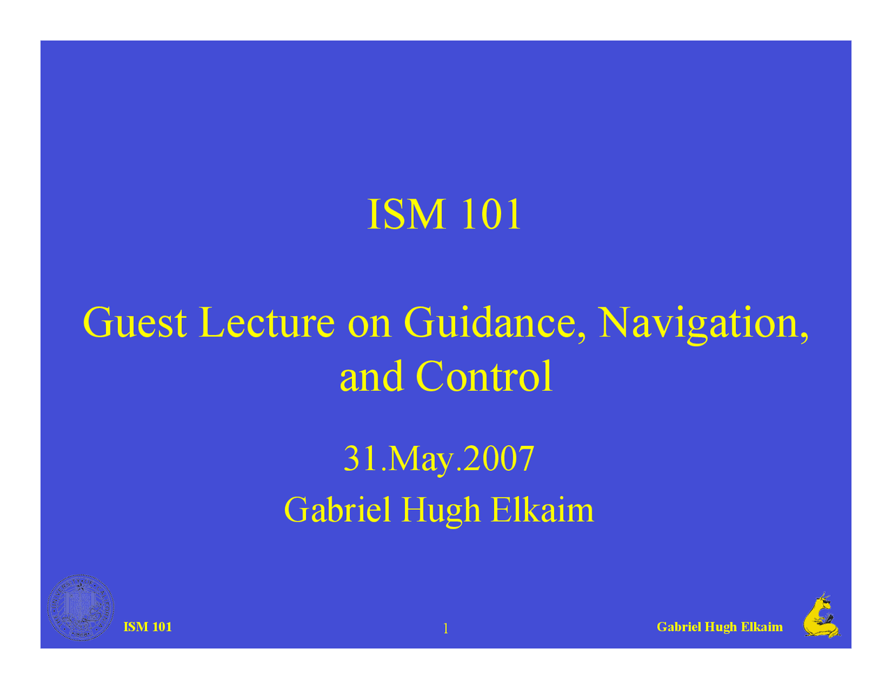 Guidance Navigation And Control Lecture Slides Ism 101 Docsity