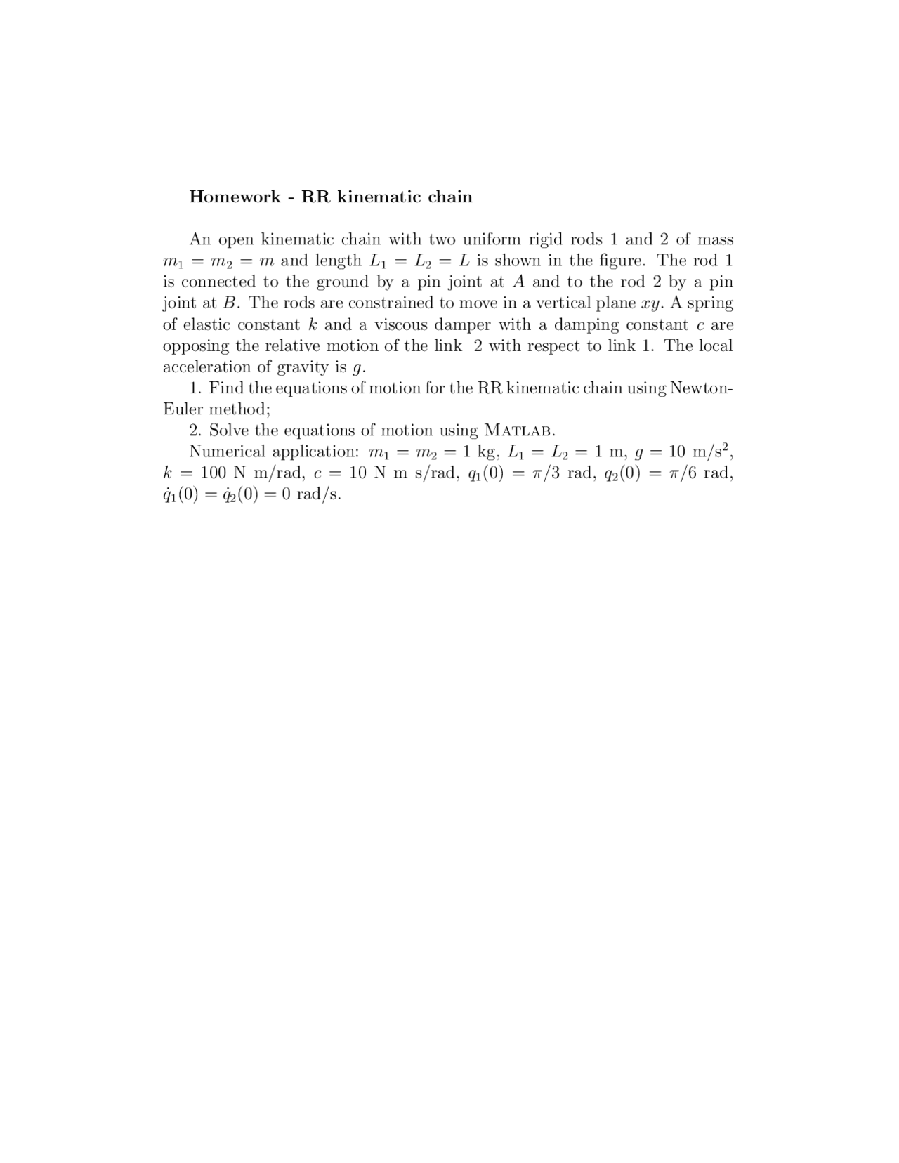 Rr Kinematic Chain Kinematics And Dynamics Of Robots Mech 6710