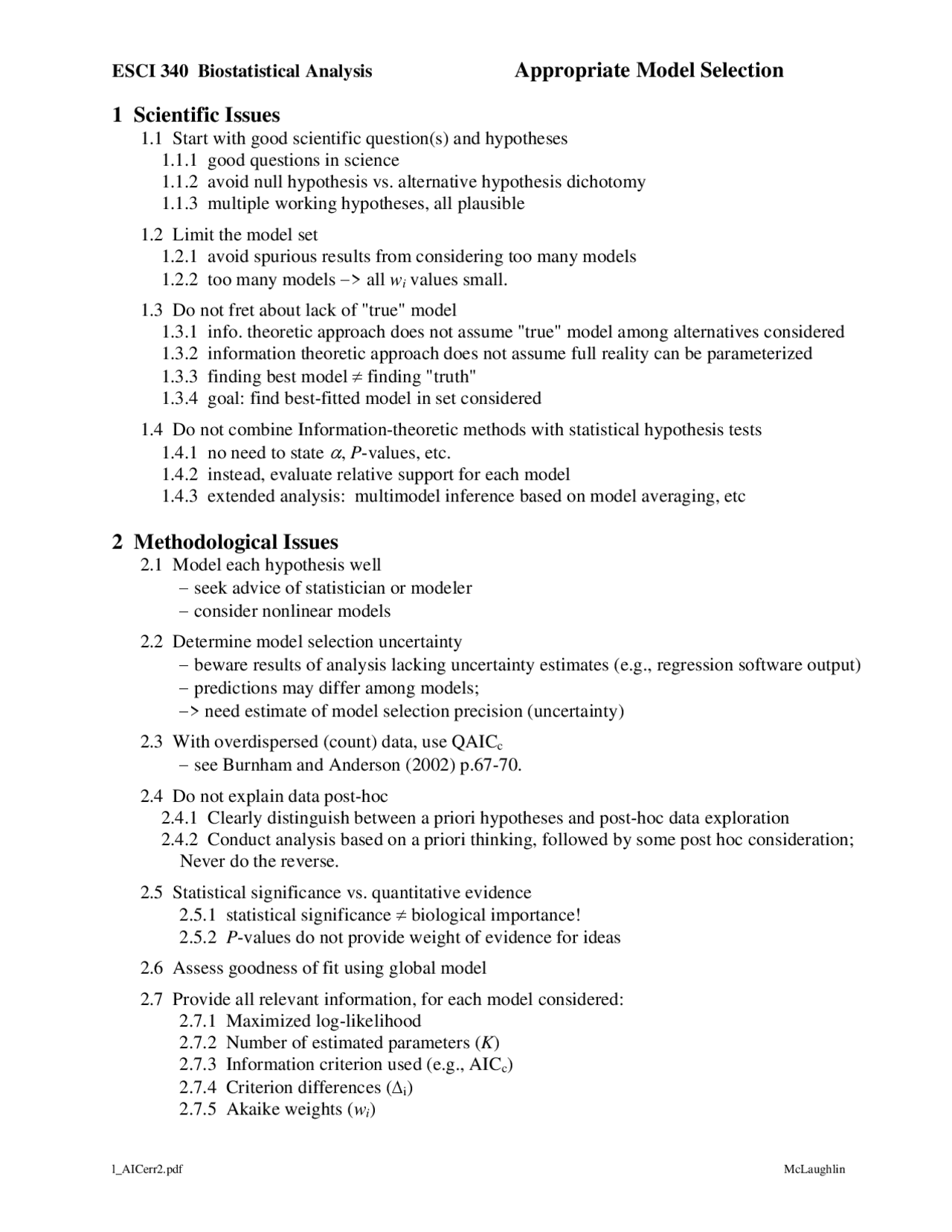 Scientific And Methodological Issues On Biostatistical Analysis Esci