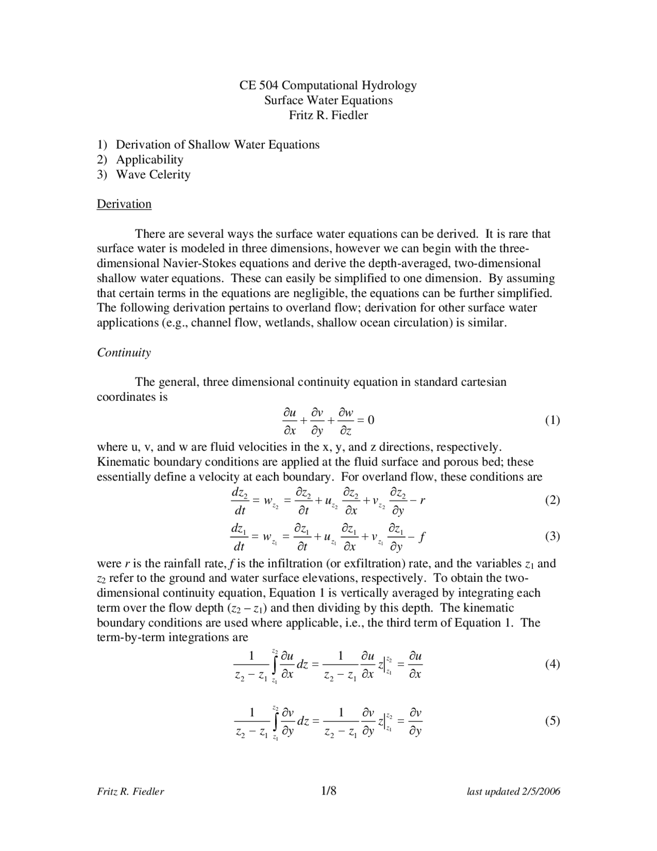 Computational Hydrology Surface Water Equations Ce 504 Docsity