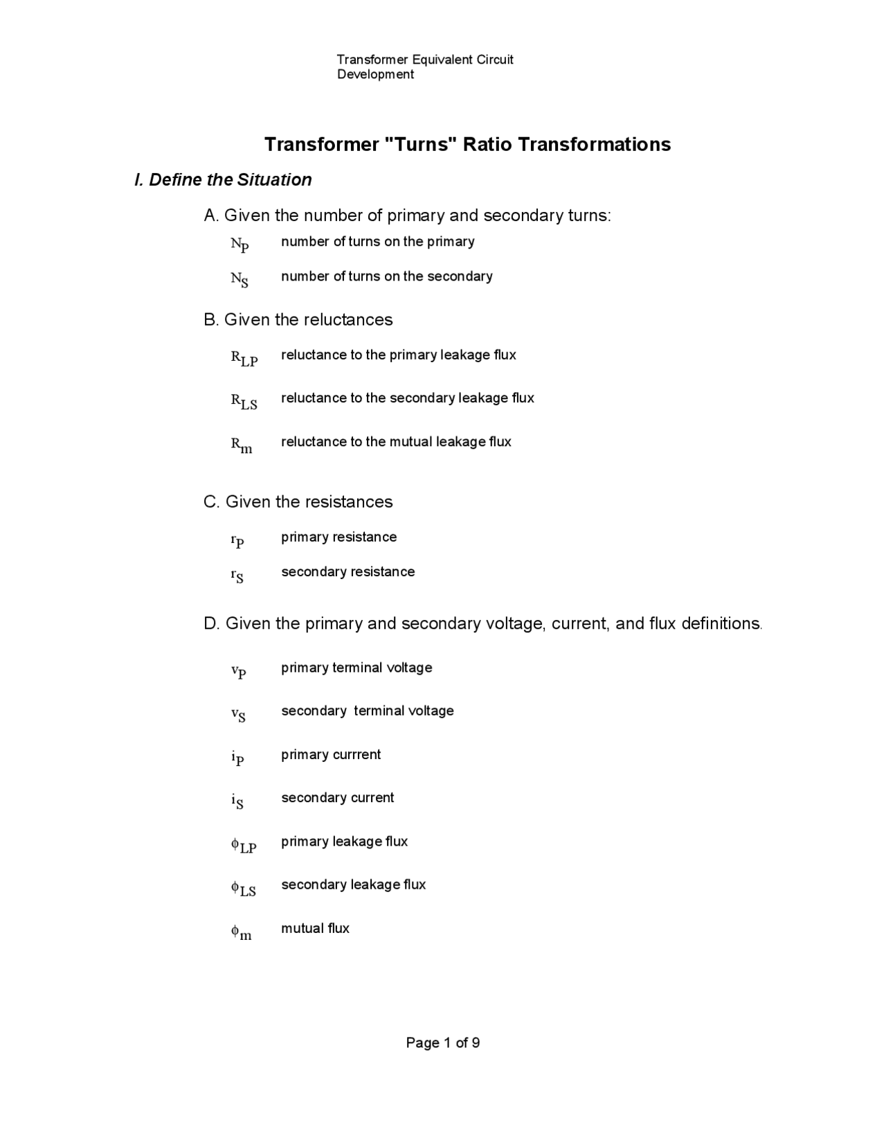 Transformer Turns Ratio Transformations Transformer Equivalent