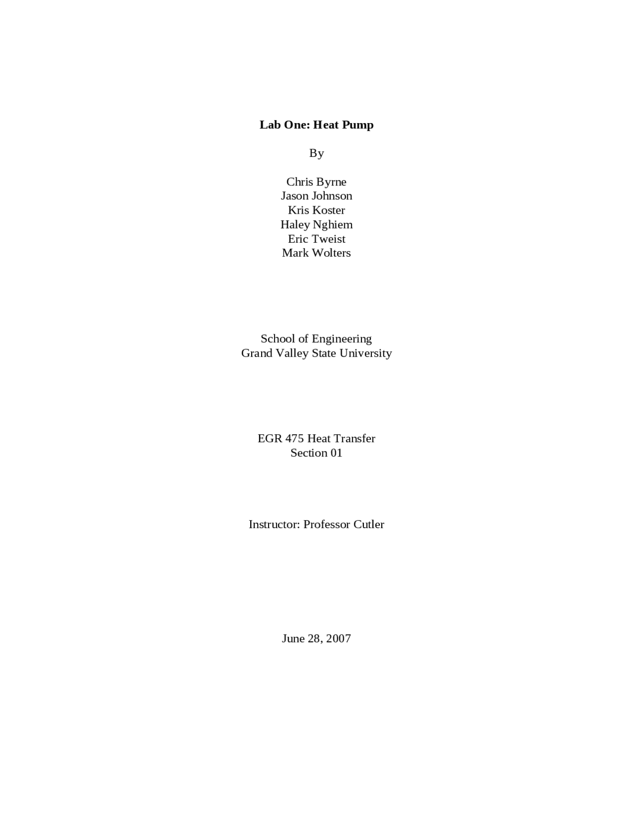 Introduction To Heat Transfer Assignment Egr 475 Docsity