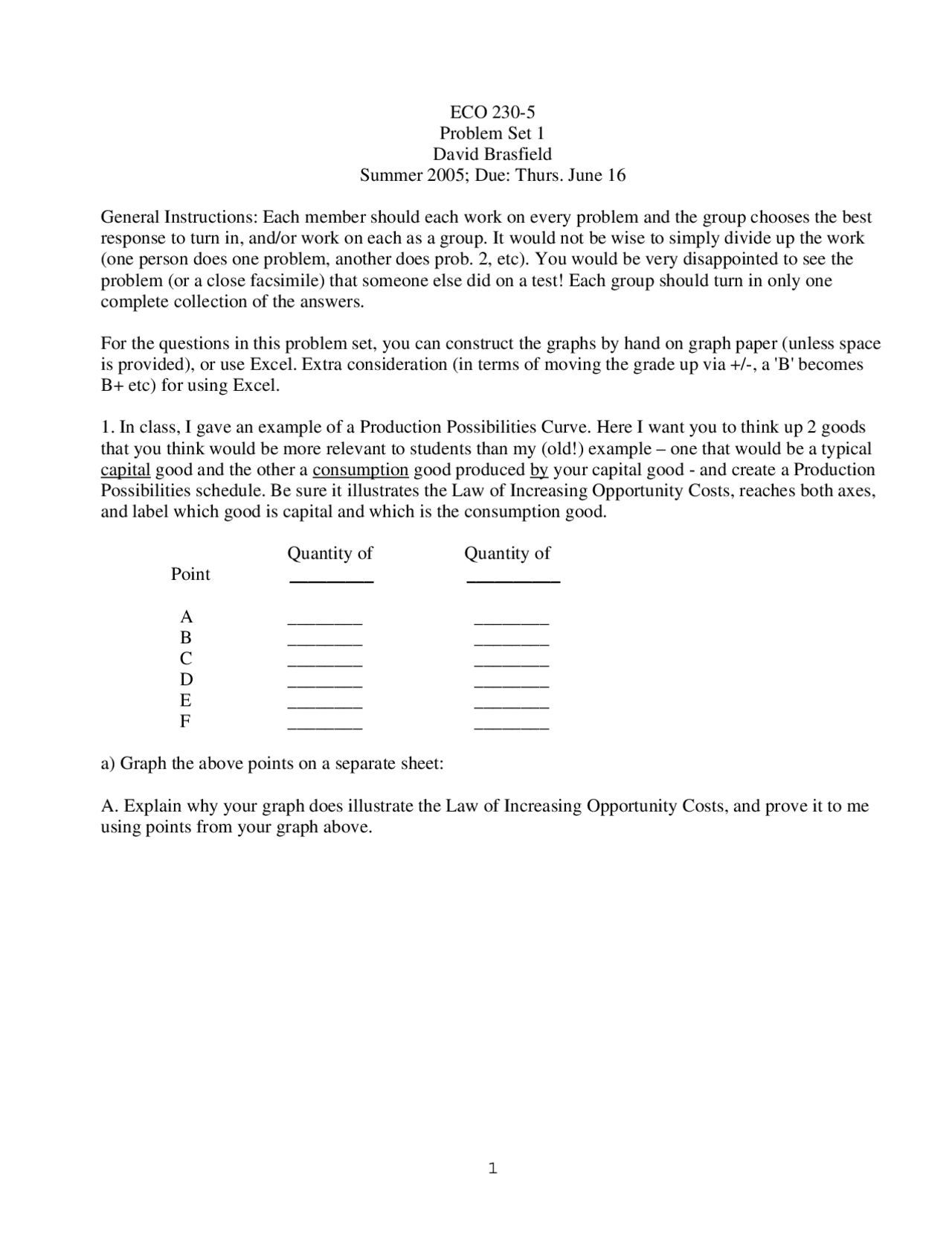 Problem Set 1 For Principles Of Macroeconomics Fall 2005 Eco 230
