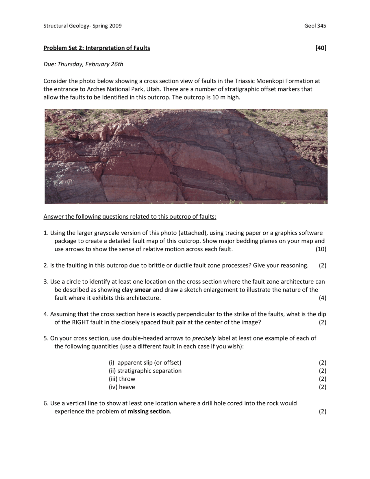 Problem Set 2 On Interpretation Of Faults Structural Geology Geol