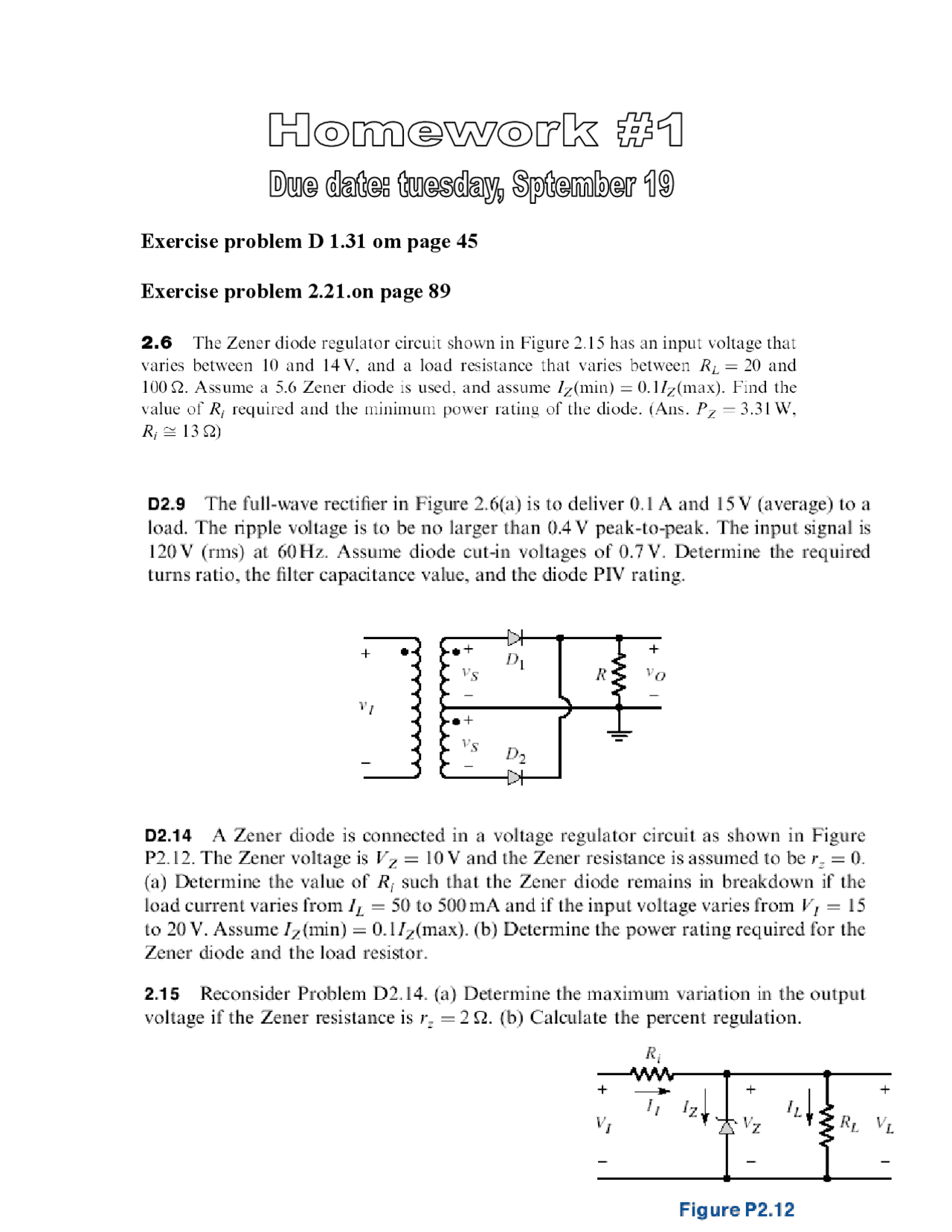5 Exercise Problems In Analog And Digital Electronics Assignment 1