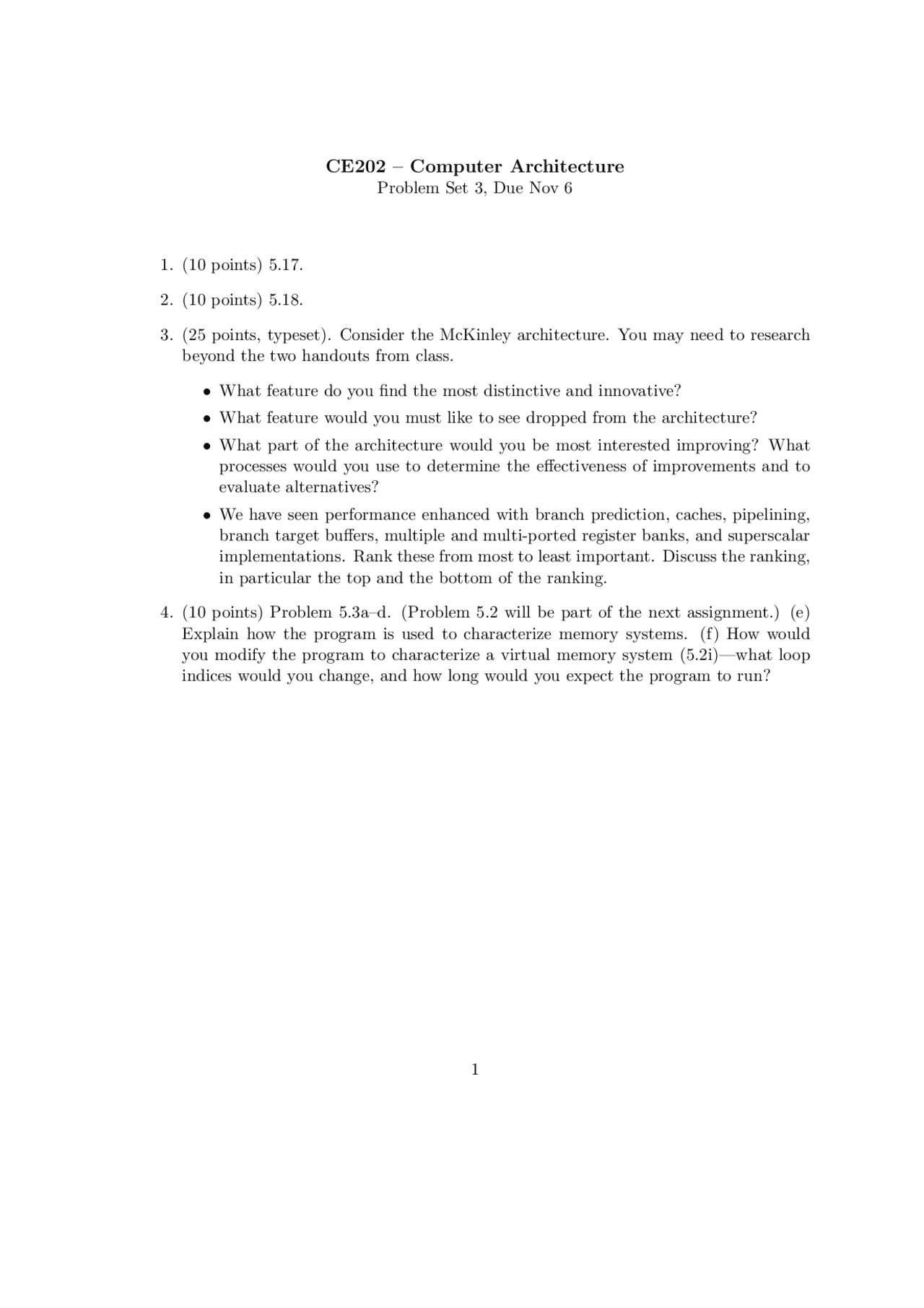 Problem Set 3 Computer Architecture Cmpe 202 Docsity