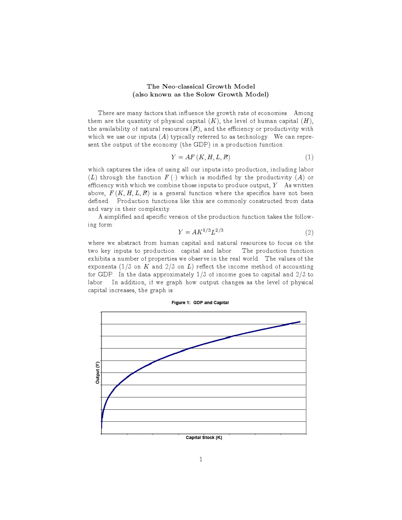The Neoclassical Growth Model Lecture Notes Econ 202 Docsity