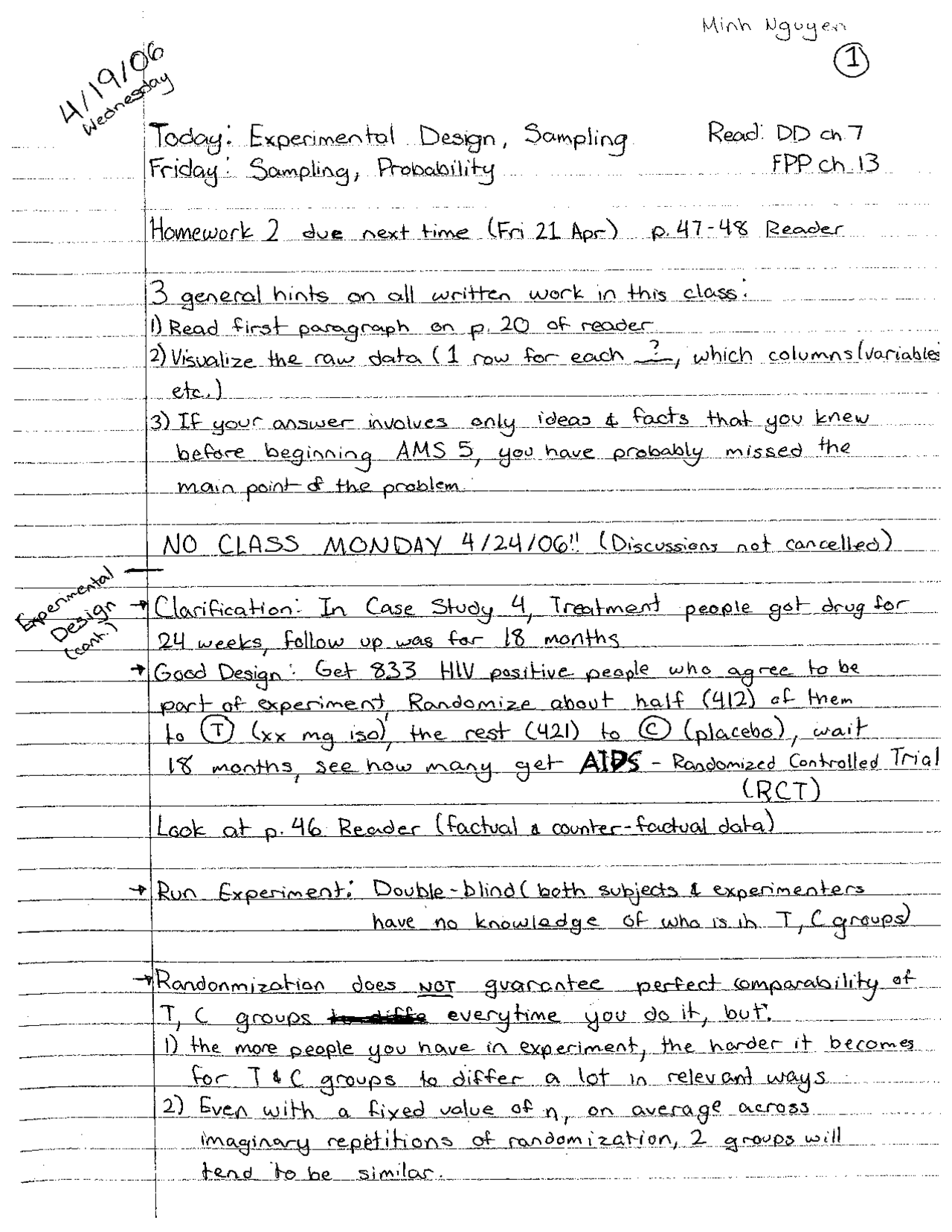 Experimental Design Sampling Statistics Notes Ams 5 Docsity