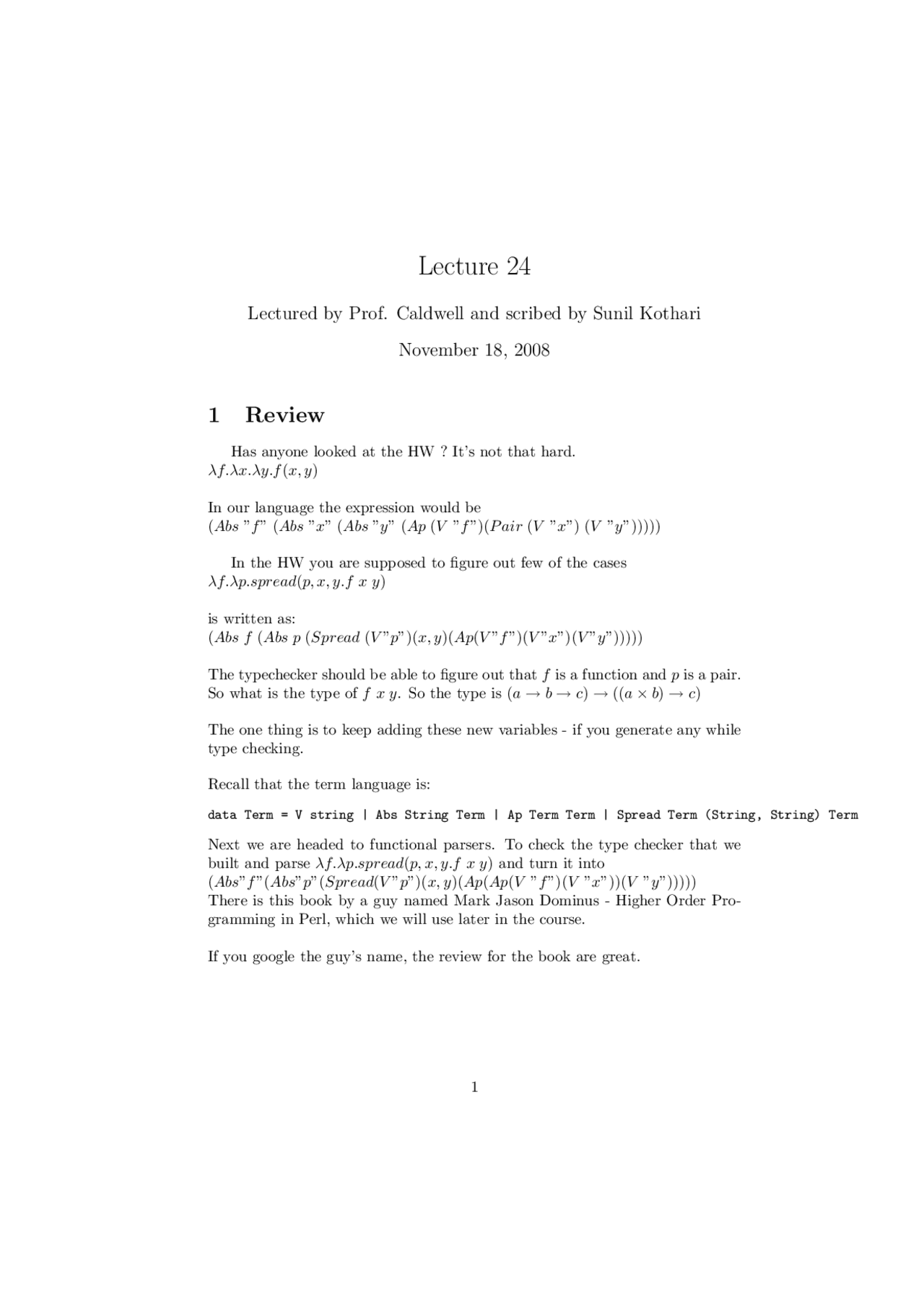 Functional Parsers Program Functional Programming Cosc 3015 Docsity