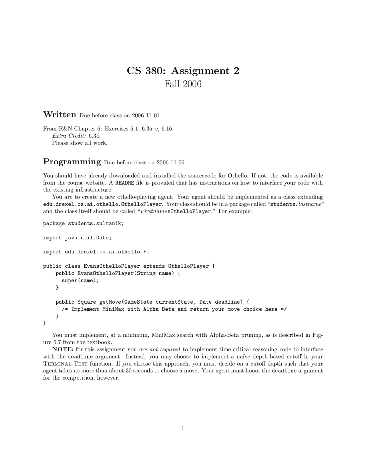 Assignment 2 Artificial Intelligence Cs 380 Docsity