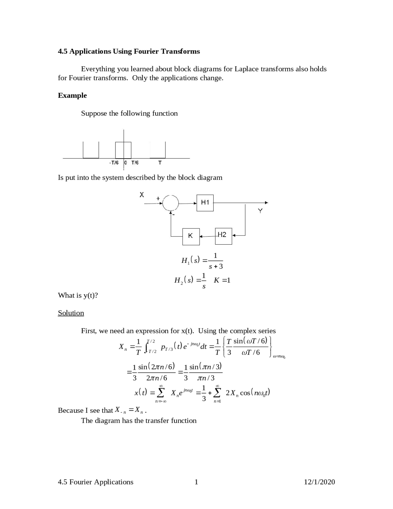 Applications Using Fourier Transforms Signals And Systems I Notes