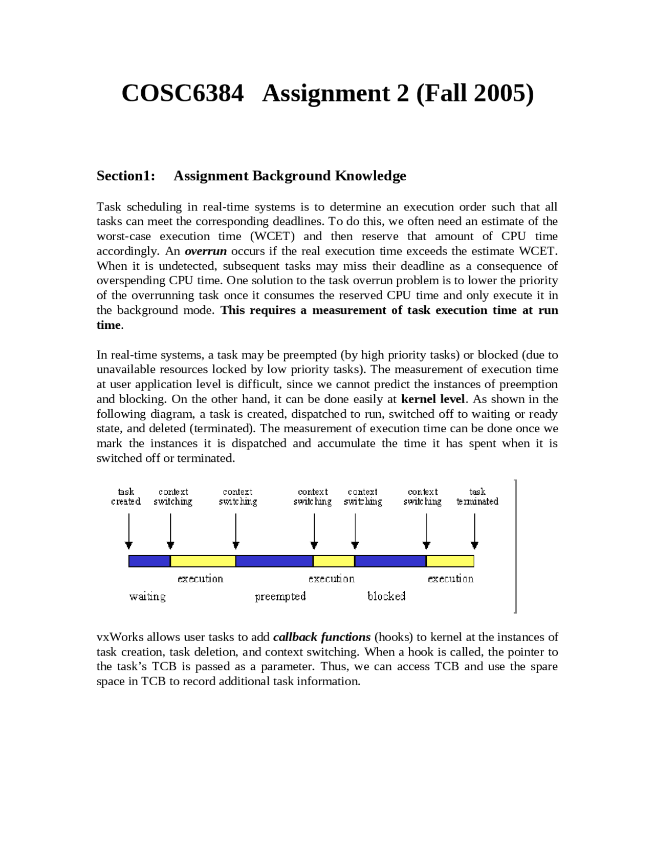 Real-time System Assignment: Task Scheduling and Execution Time Measurement in vxWorks - P ...