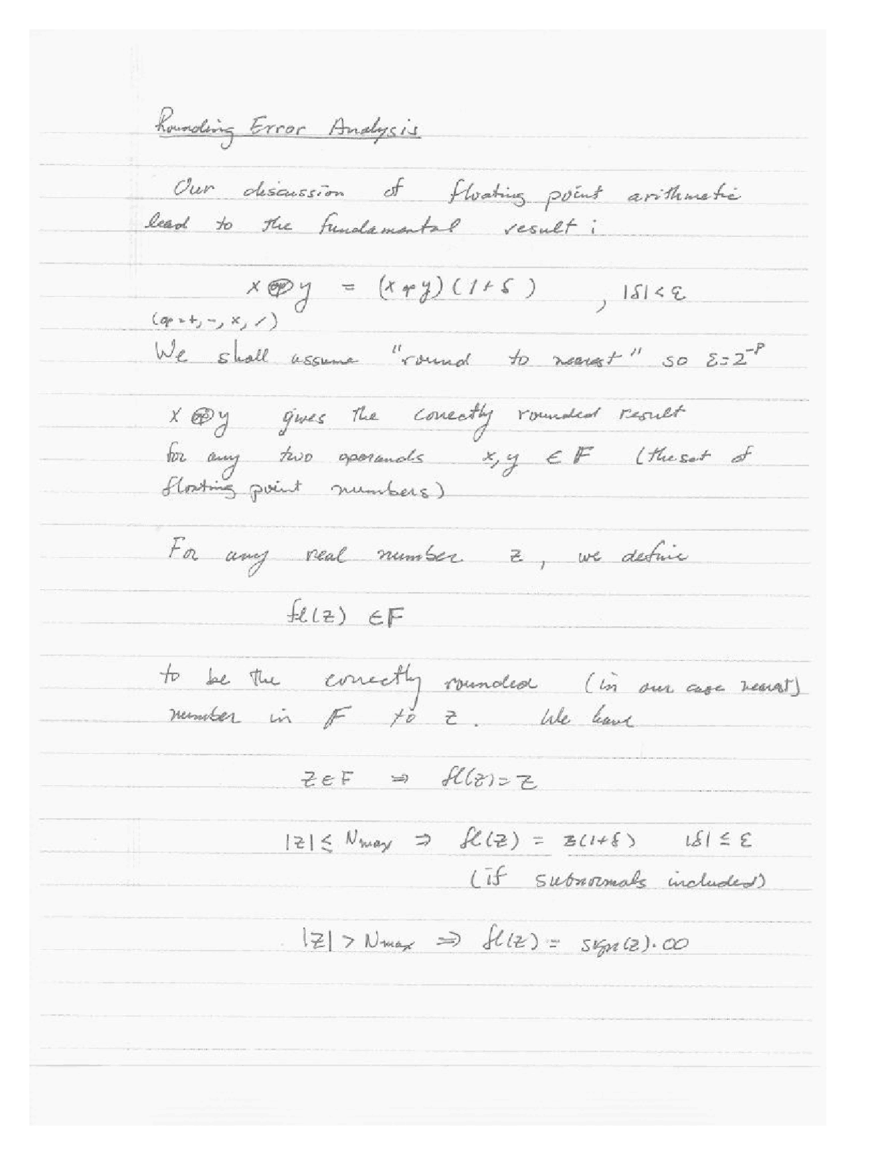 Reading Error Analysis Lecture Notes Caam 551 Docsity