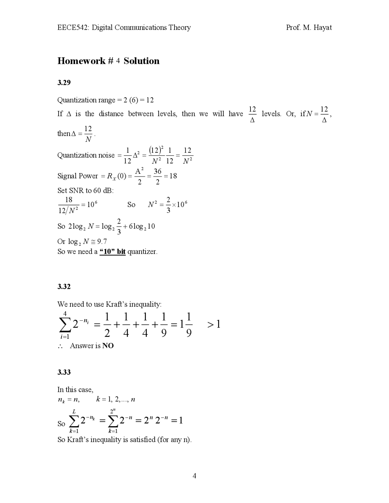 Digital Communication Theory Homework 3 Solutions Ece 542 Docsity
