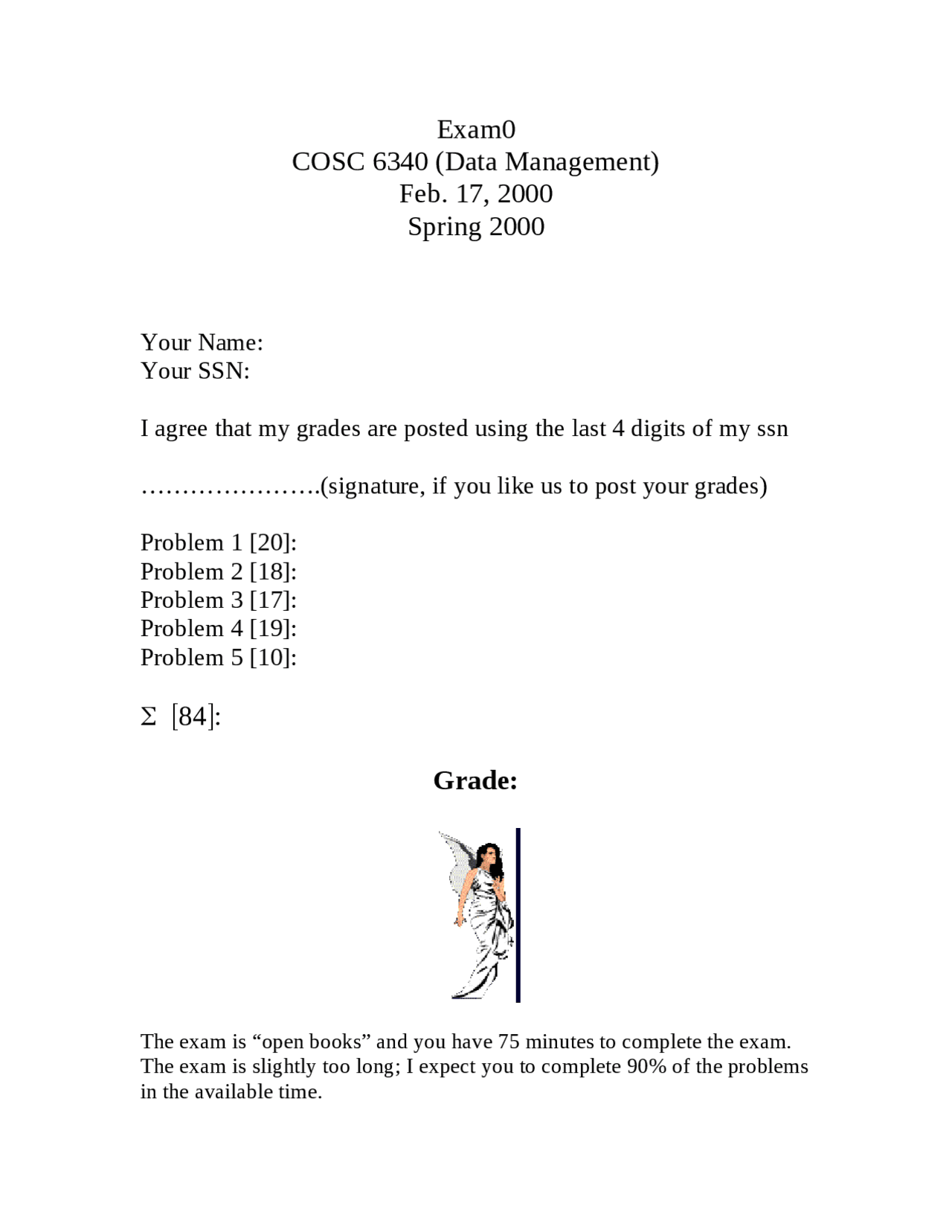 5 Questions On Data Management Examination Cosc 6340 Docsity