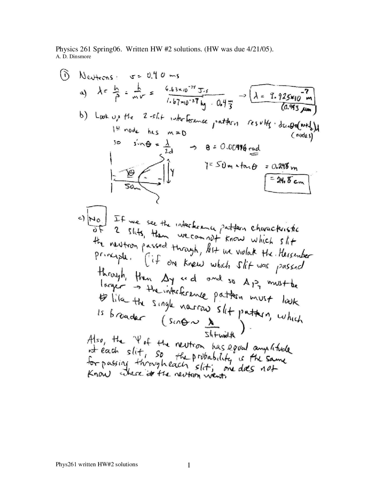 Homework 2 Solutions General Physics Iii Physics 261 Docsity