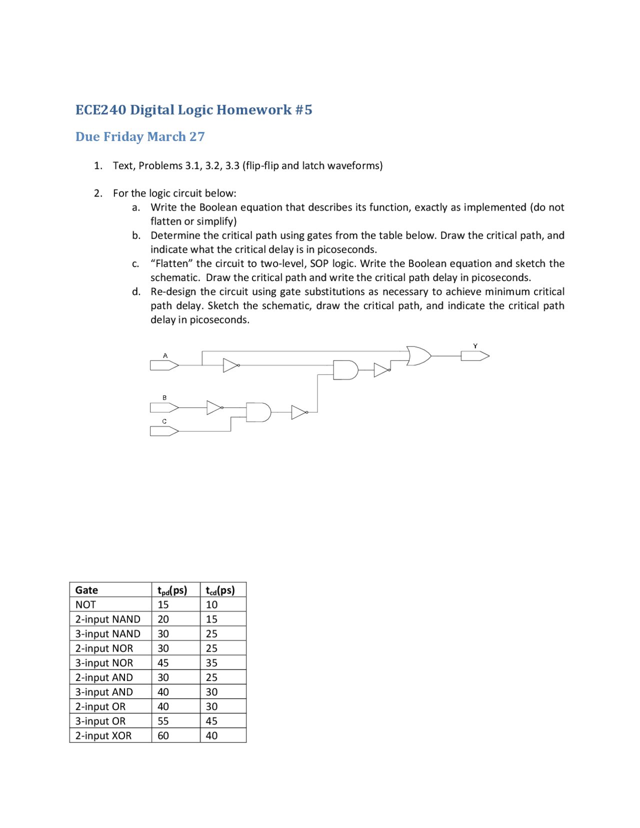 Homework 5 Unsolved Questions Digital Logic Ece 240 Docsity
