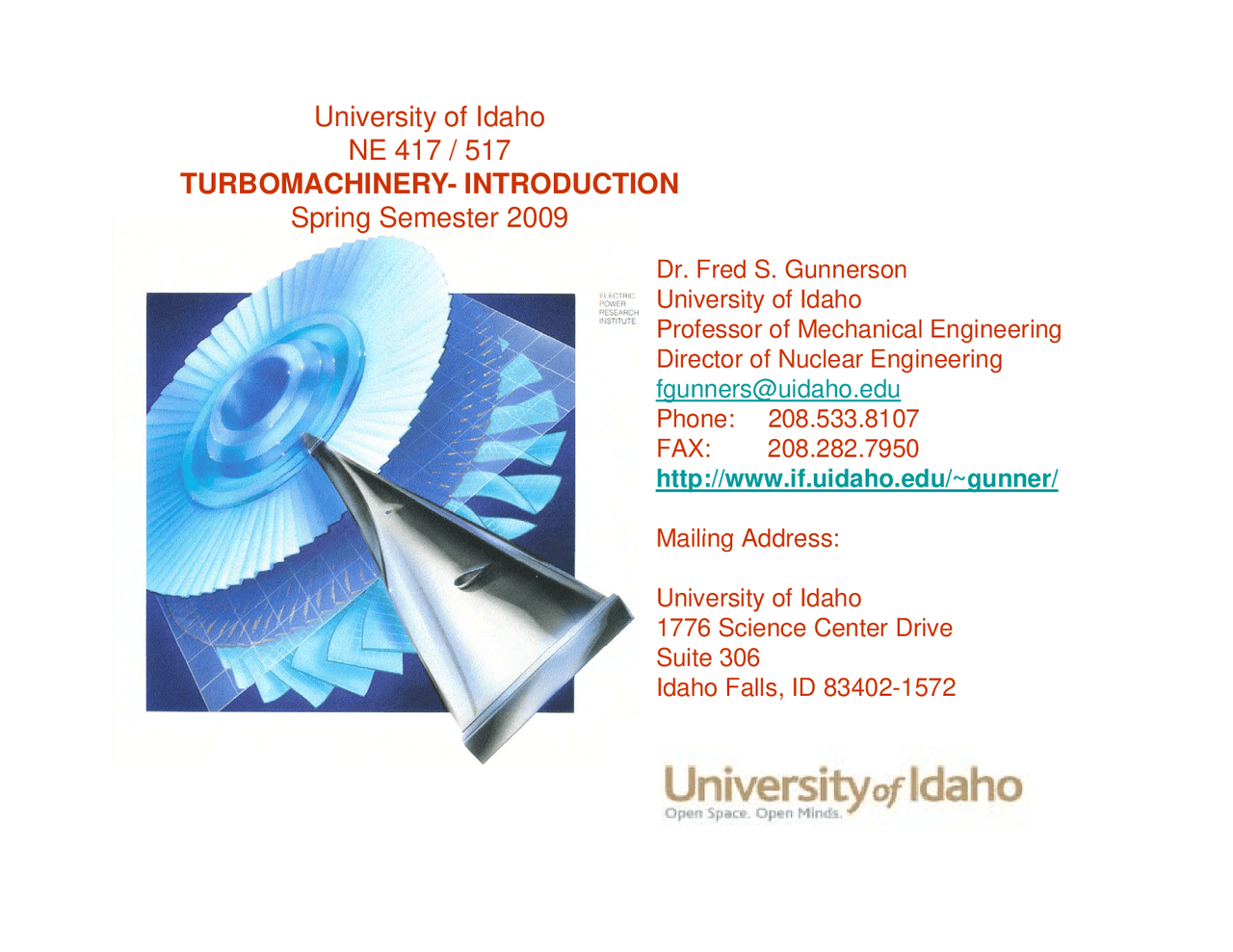 Syllabus And Introduction To Turbomachinery Me 517 Docsity