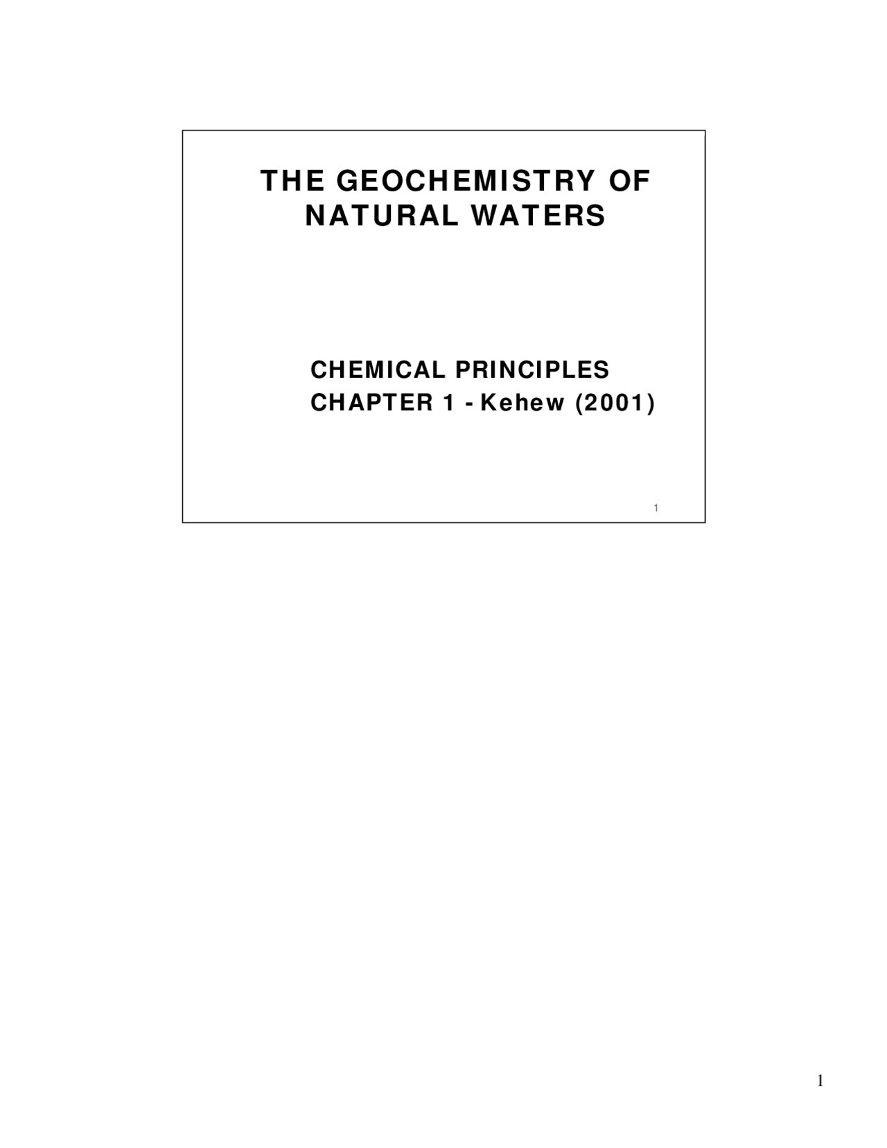 Chemical Principles Lecture Notes Geol 464 Docsity