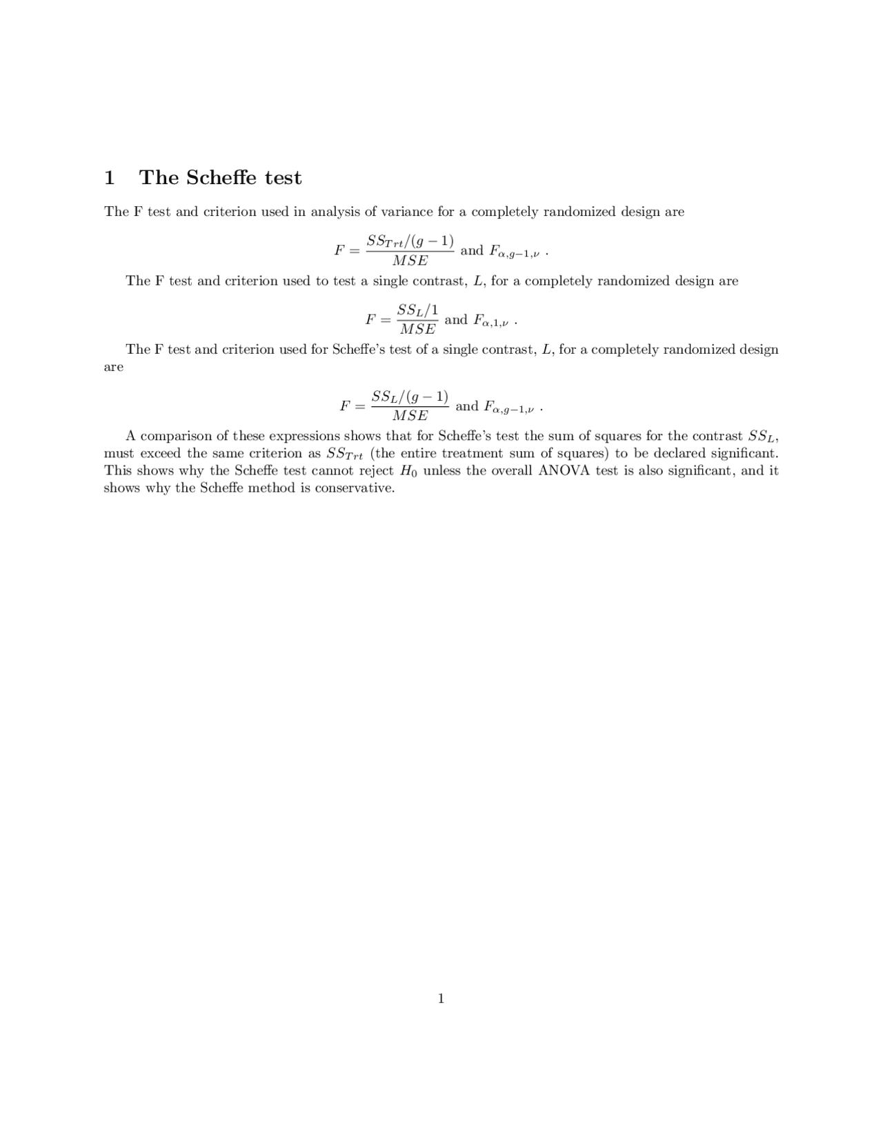 The Scheffe Test - Lecture Notes | STAT 507 - Docsity