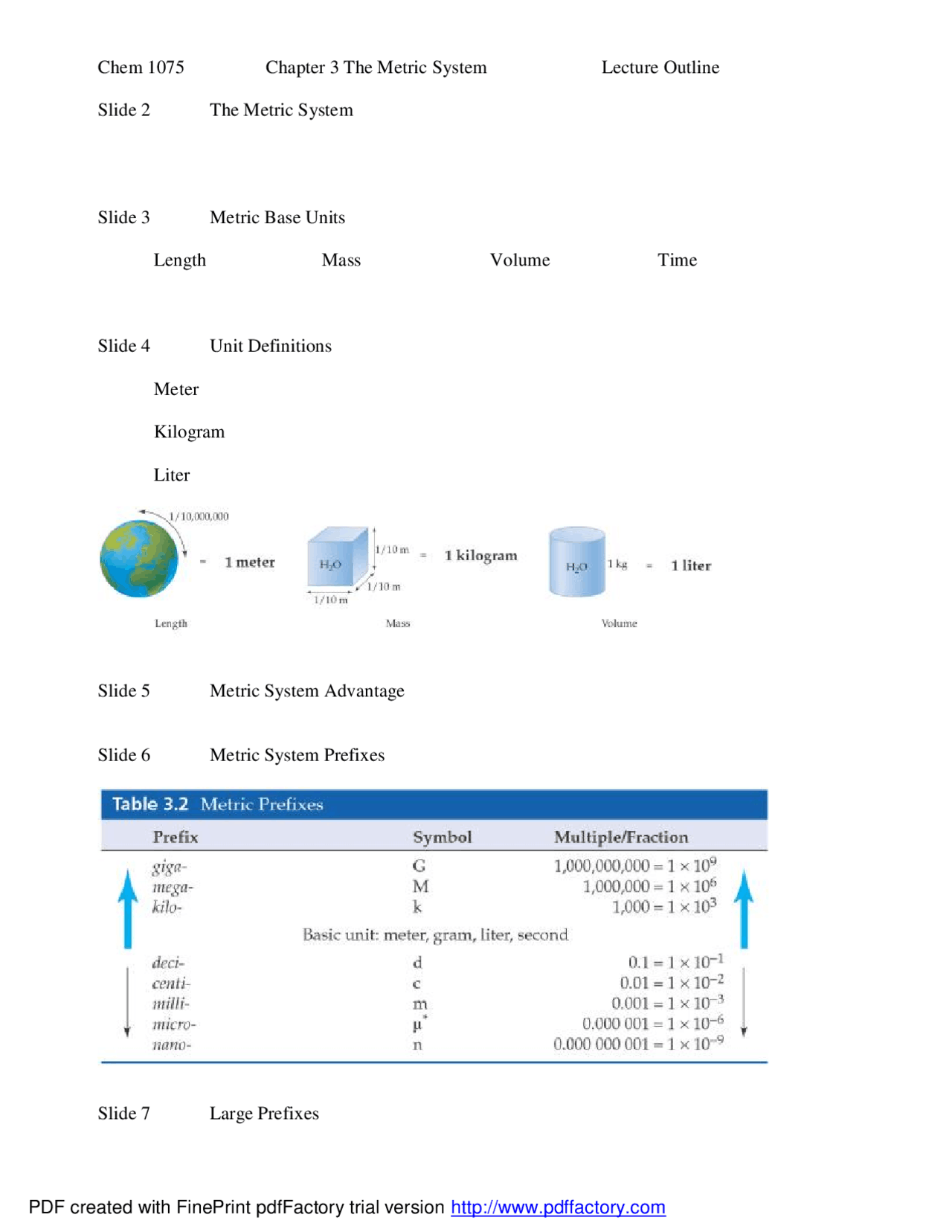 Notes on The Metric System, Metric Base Units - Fundamentals of ...
