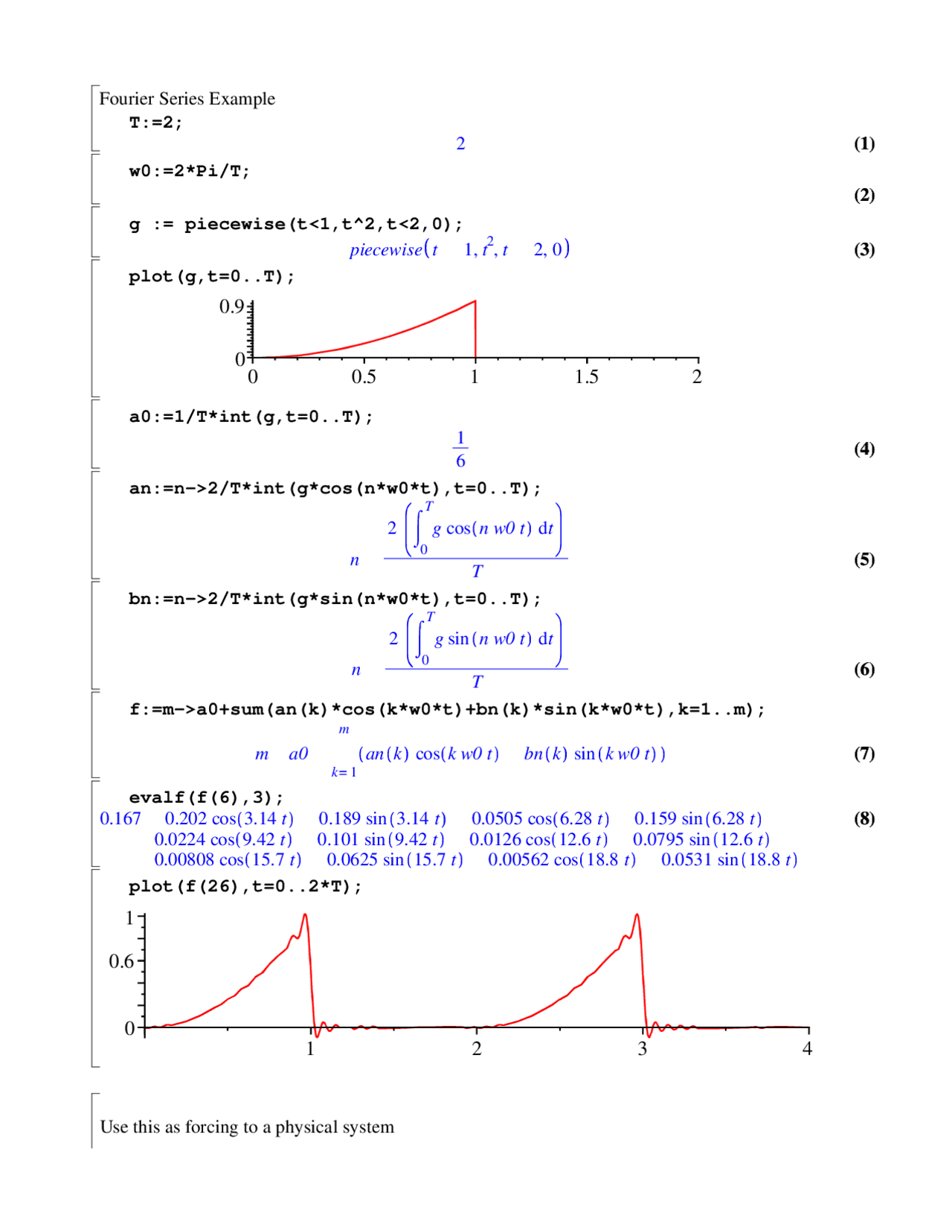 Fourier Series Example Vibration Analysis Em 406 Docsity