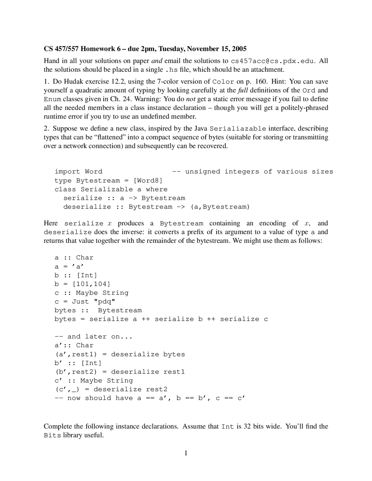 Functional Languages Homework 6 Practice Problems Cs 457 Docsity