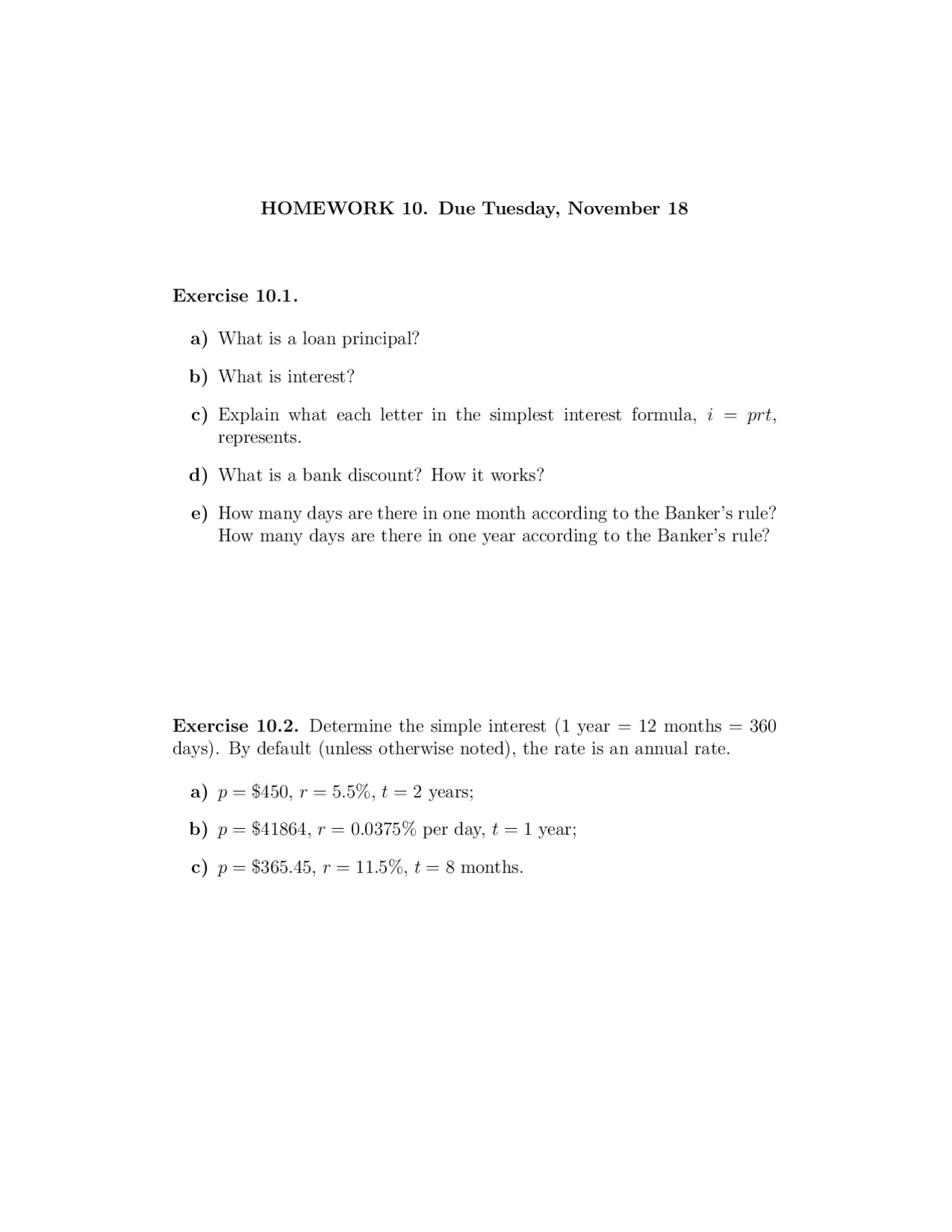 9 Problems on Compound Interest Formula - Assignment | MATH 2303 - Docsity