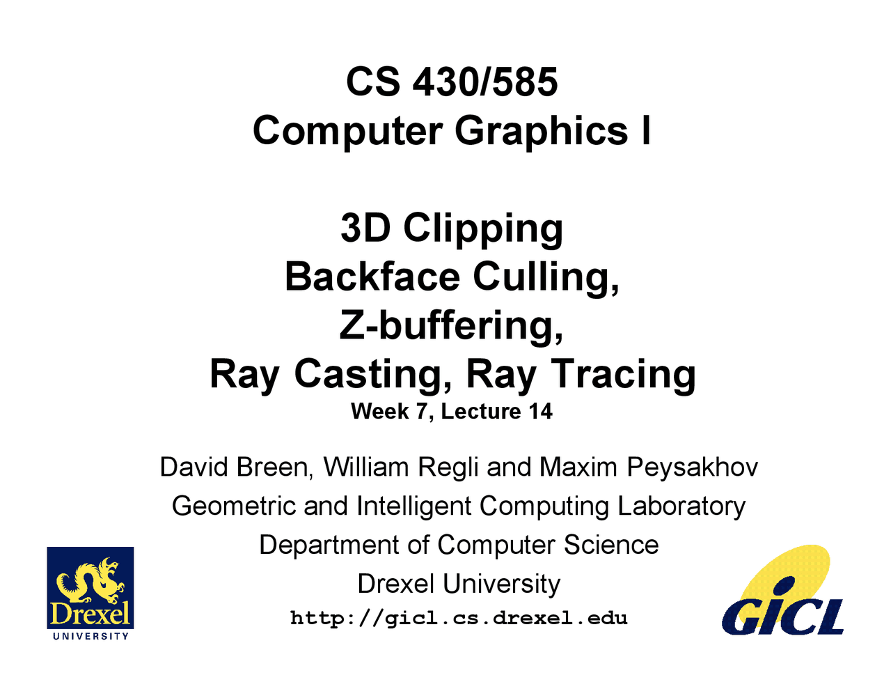 3D Clipping Backface Culling, Z-Buffering, Ray Casting and Tracing | CS ...