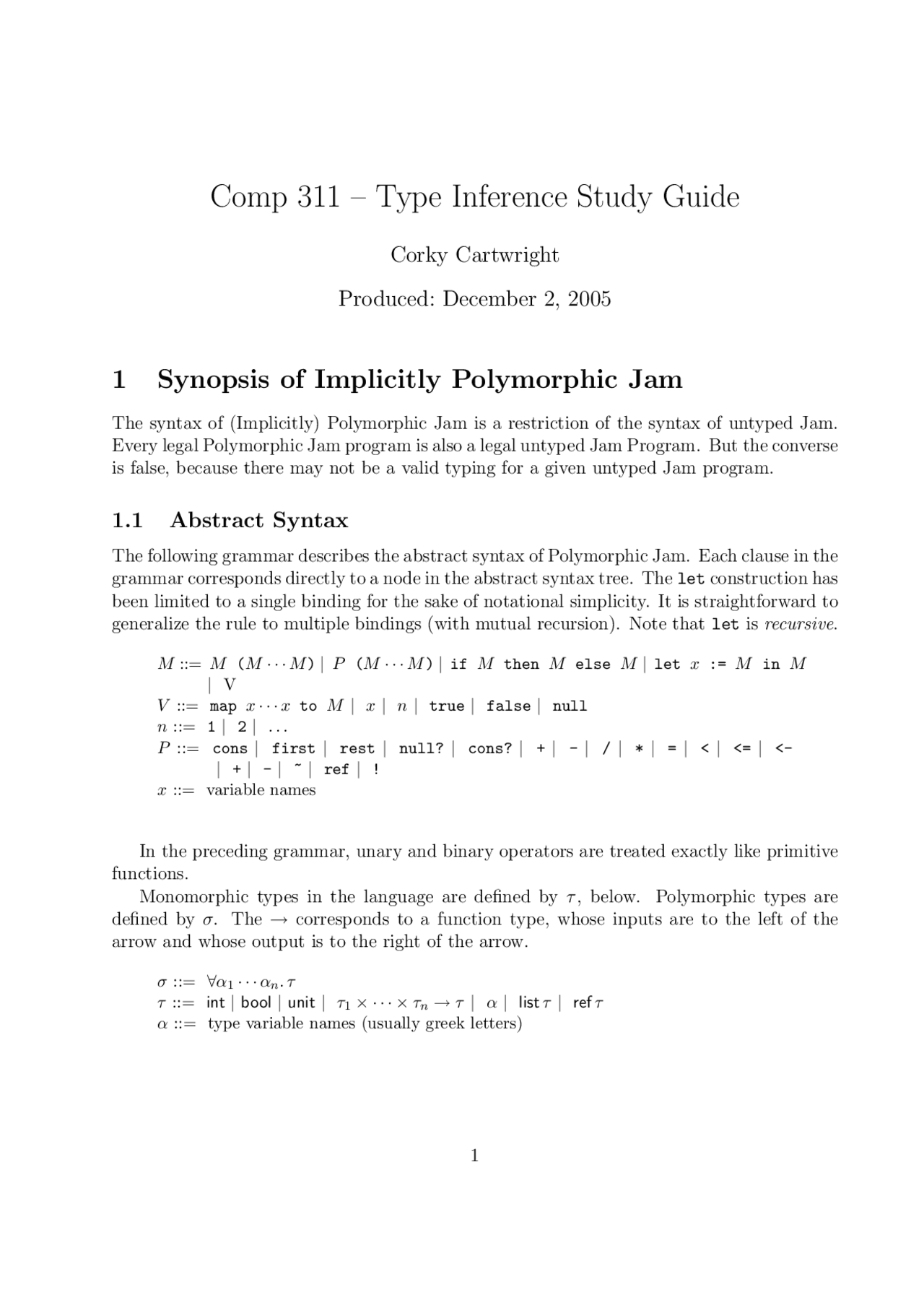Type Inference - Programming Languages - Study Guide | COMP 311 | Papers Programming Languages ...