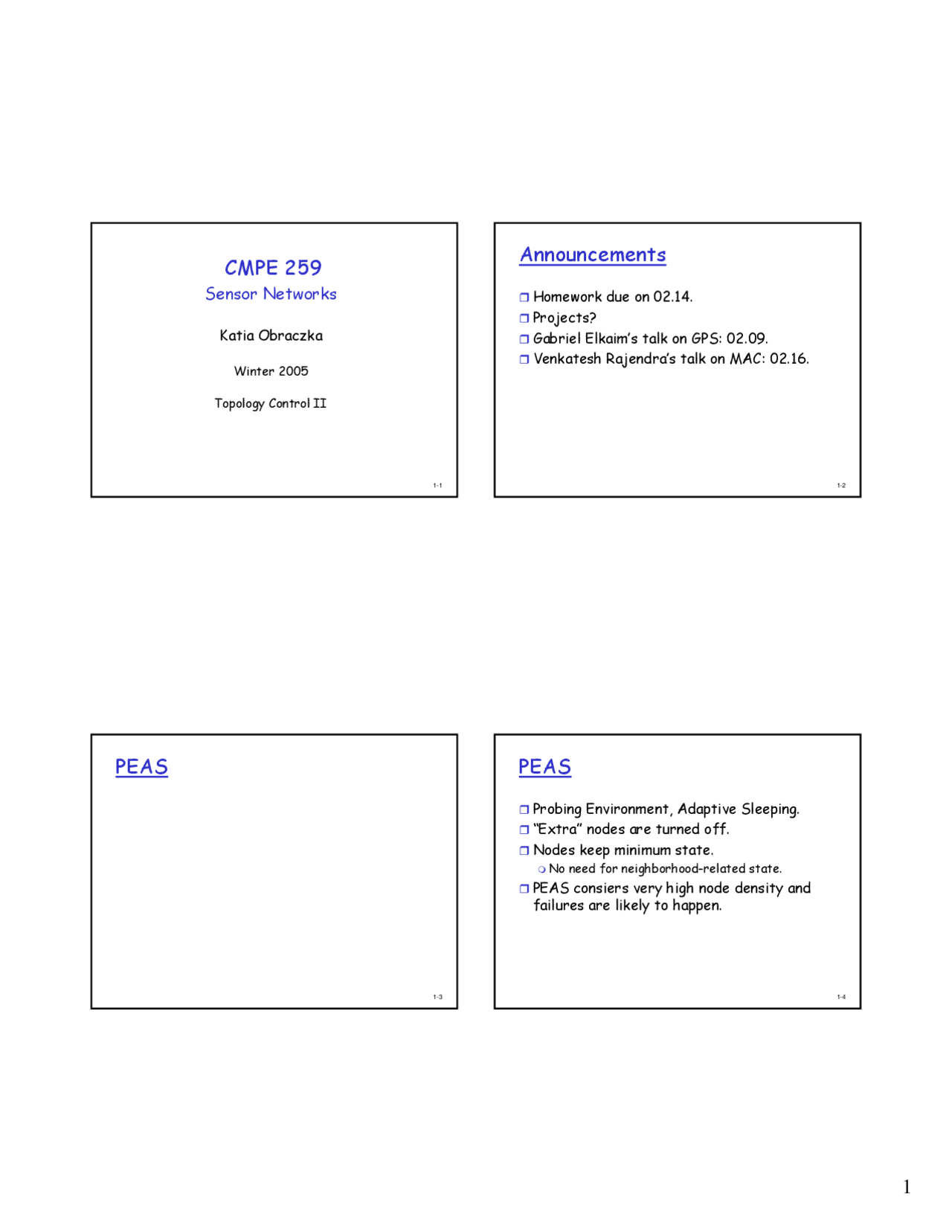 Topology Control 11 Lecture Slides Winter 2005 Cmpe 259 Docsity