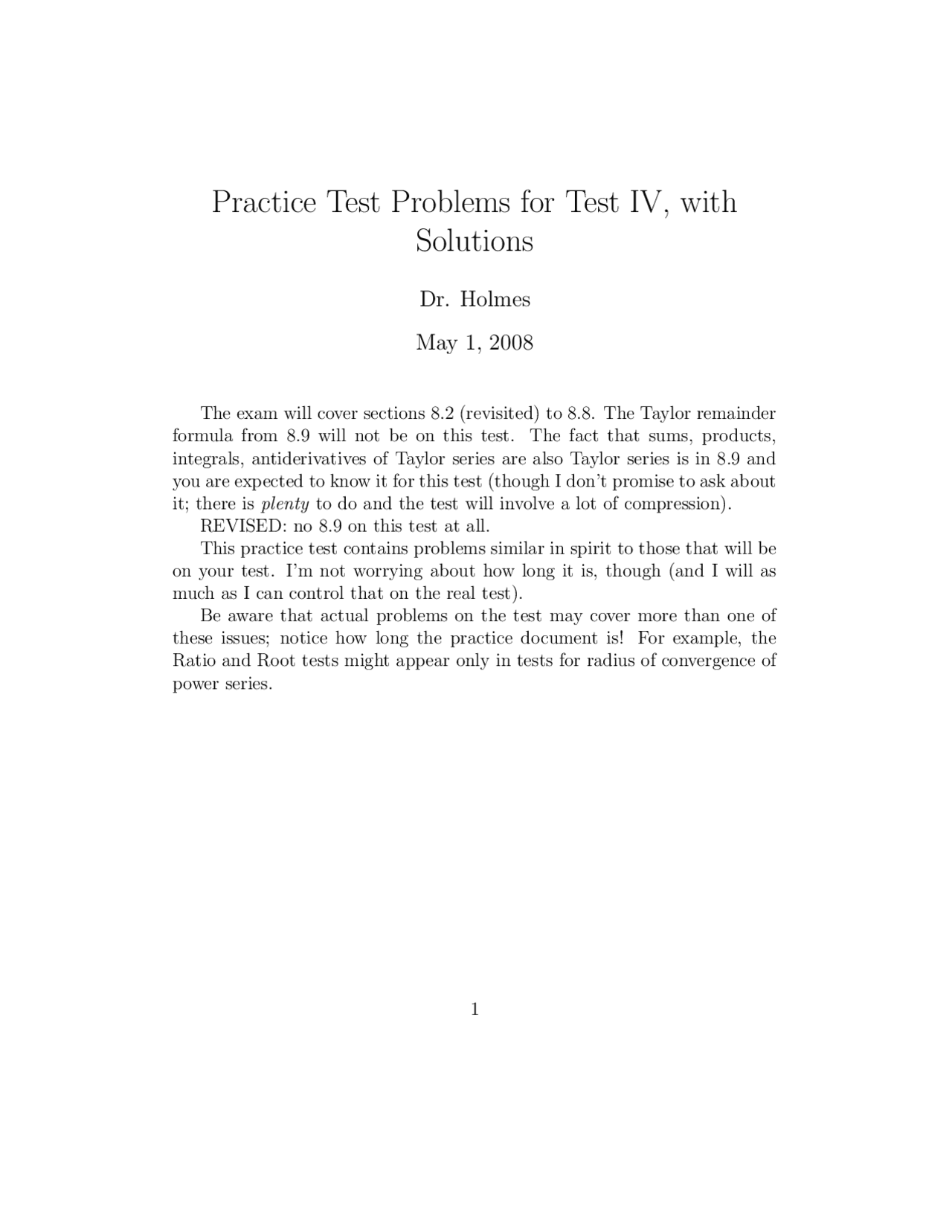 9 Solved Problems for Practice on Calculus II - Test 4 | MATH 175 - Docsity