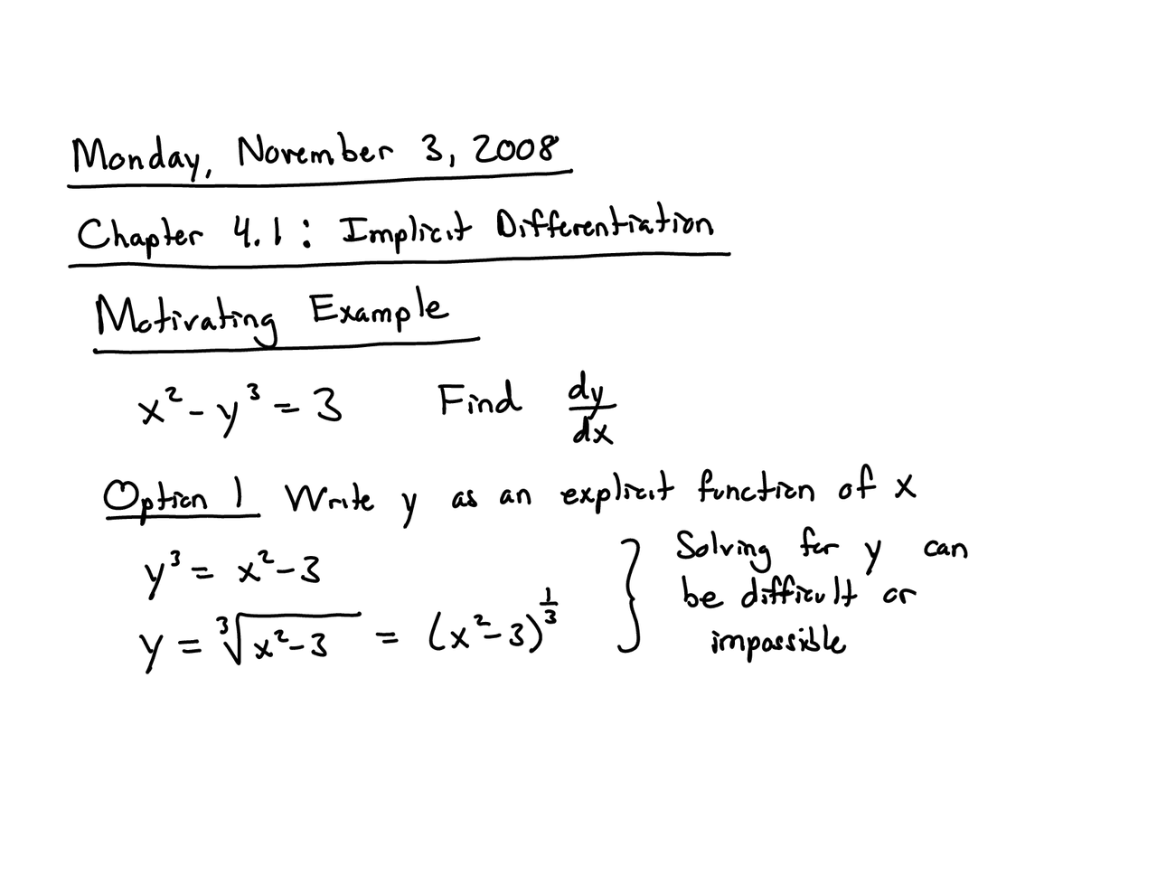 Handwritten Notes On Implicit Differentiation Solved Examples Math