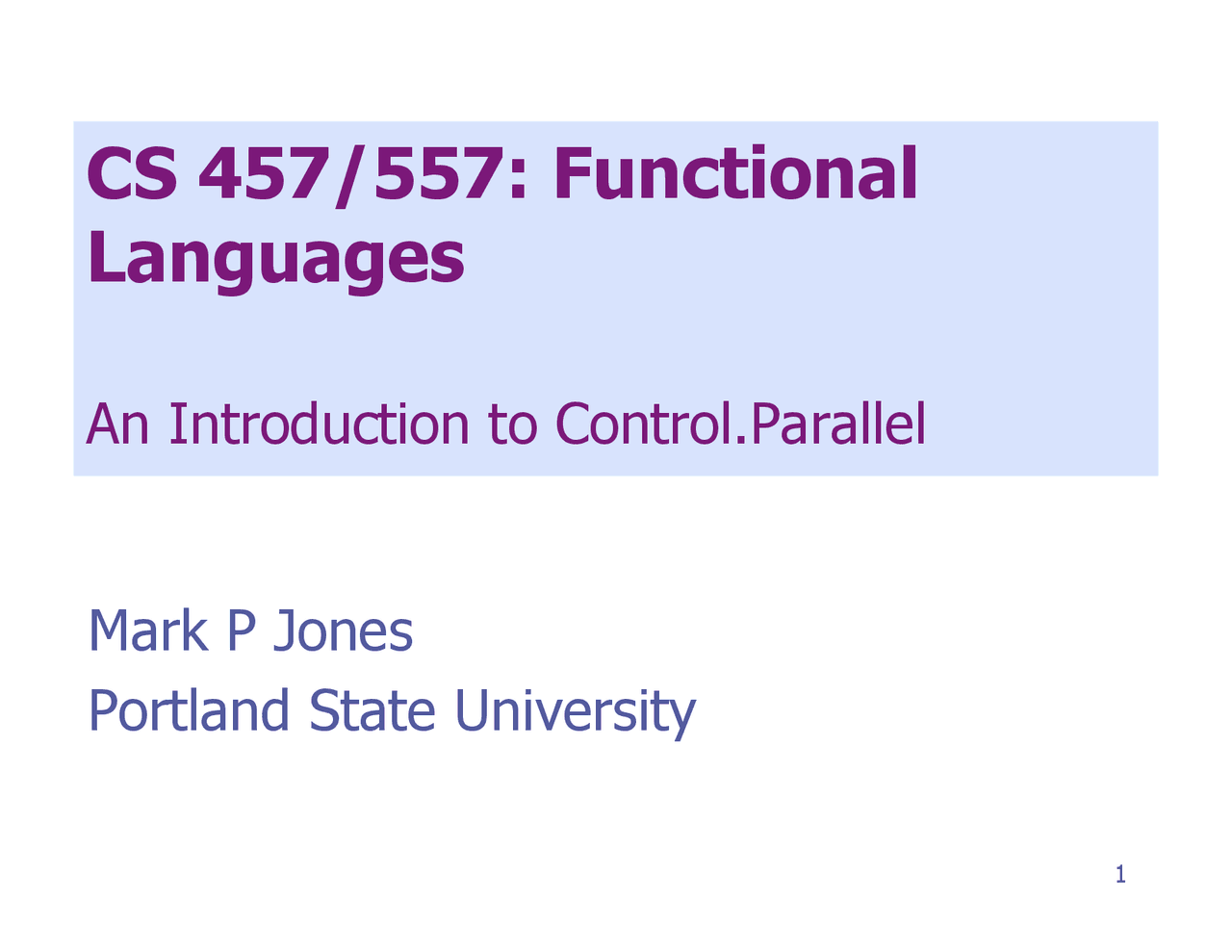 An Introduction to Control-Parallel | CS 457 - Docsity