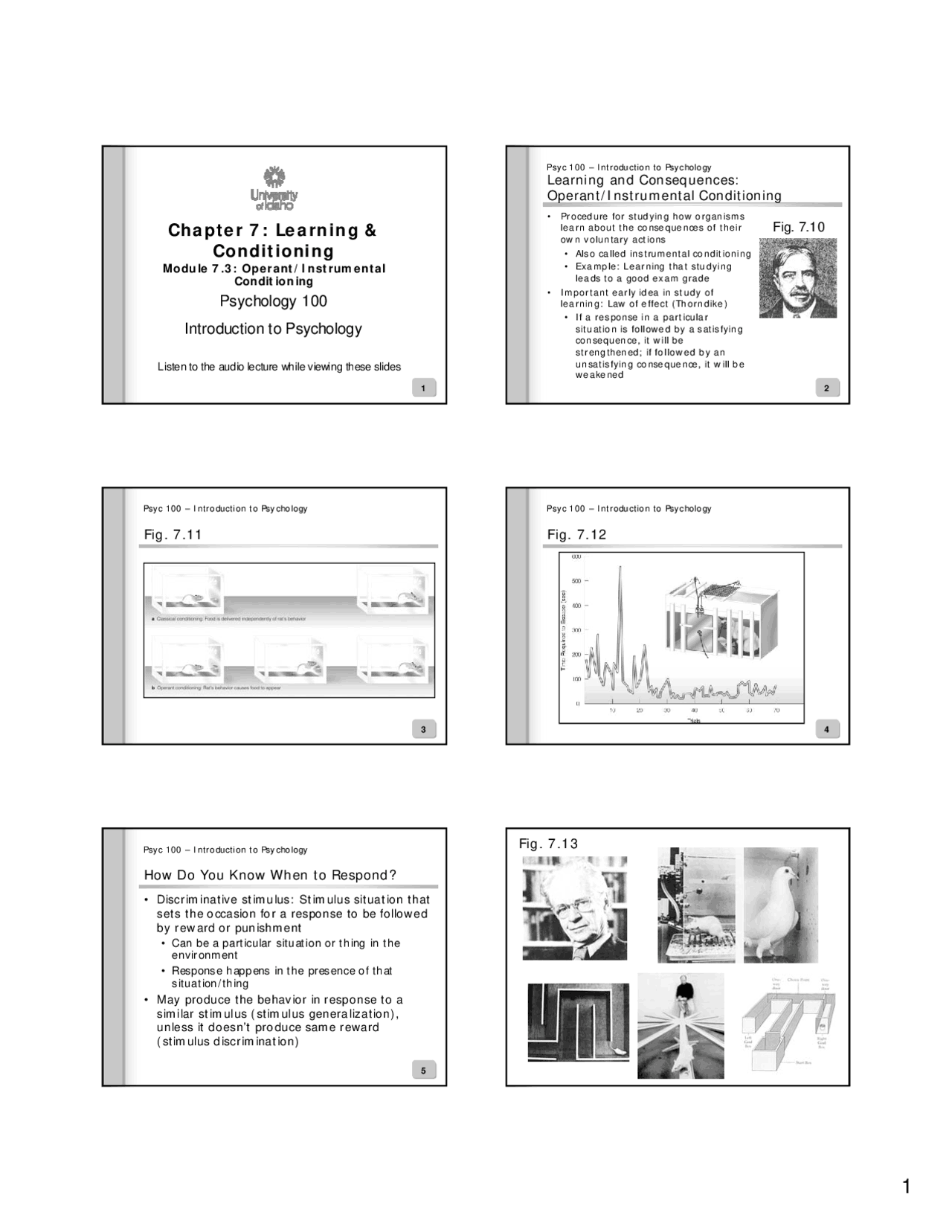 Learning and Conditioning - Introduction to Psychology | PSYC 101 - Docsity