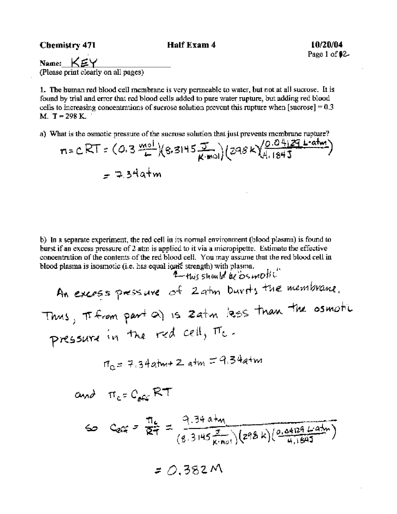 Solved Questions For Exam Iv Elementary Physical Chemistry Chem 471