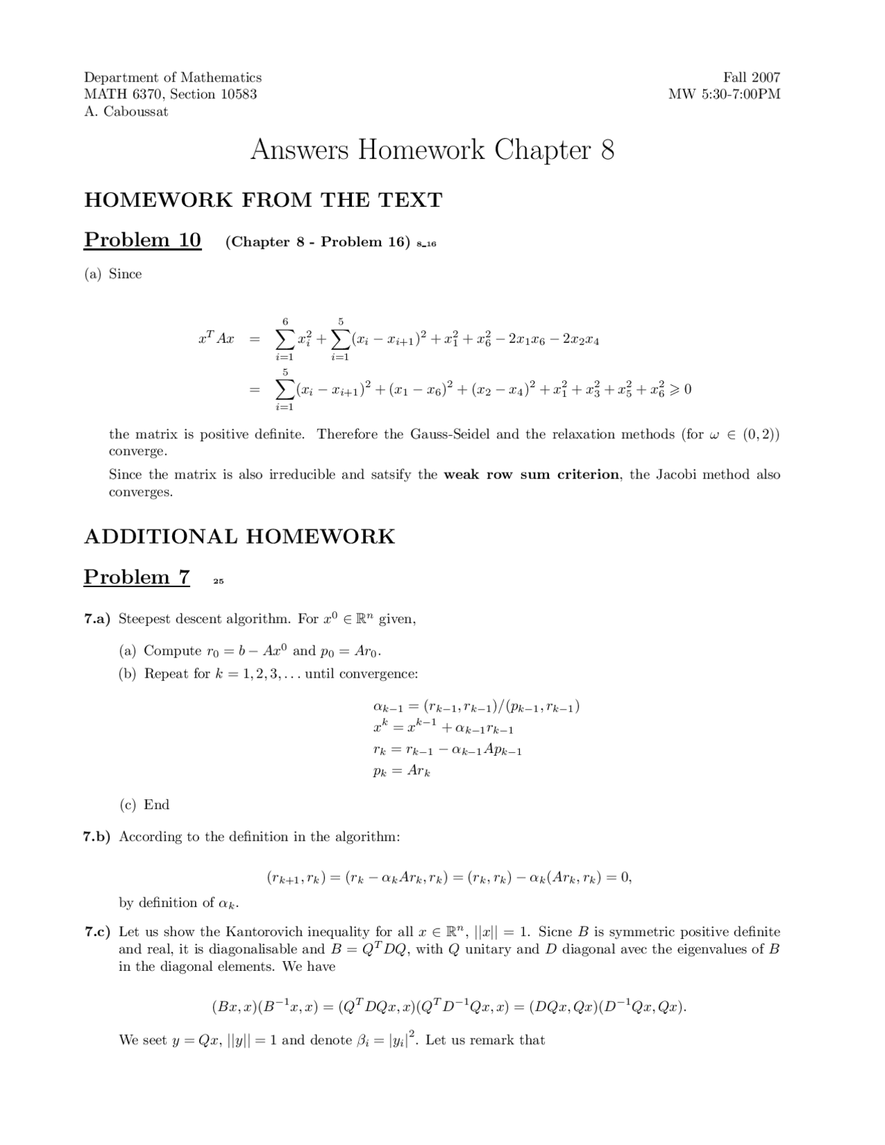 8 Problems on the Relaxation Methods Converge - Homework | MATH 6370 ...