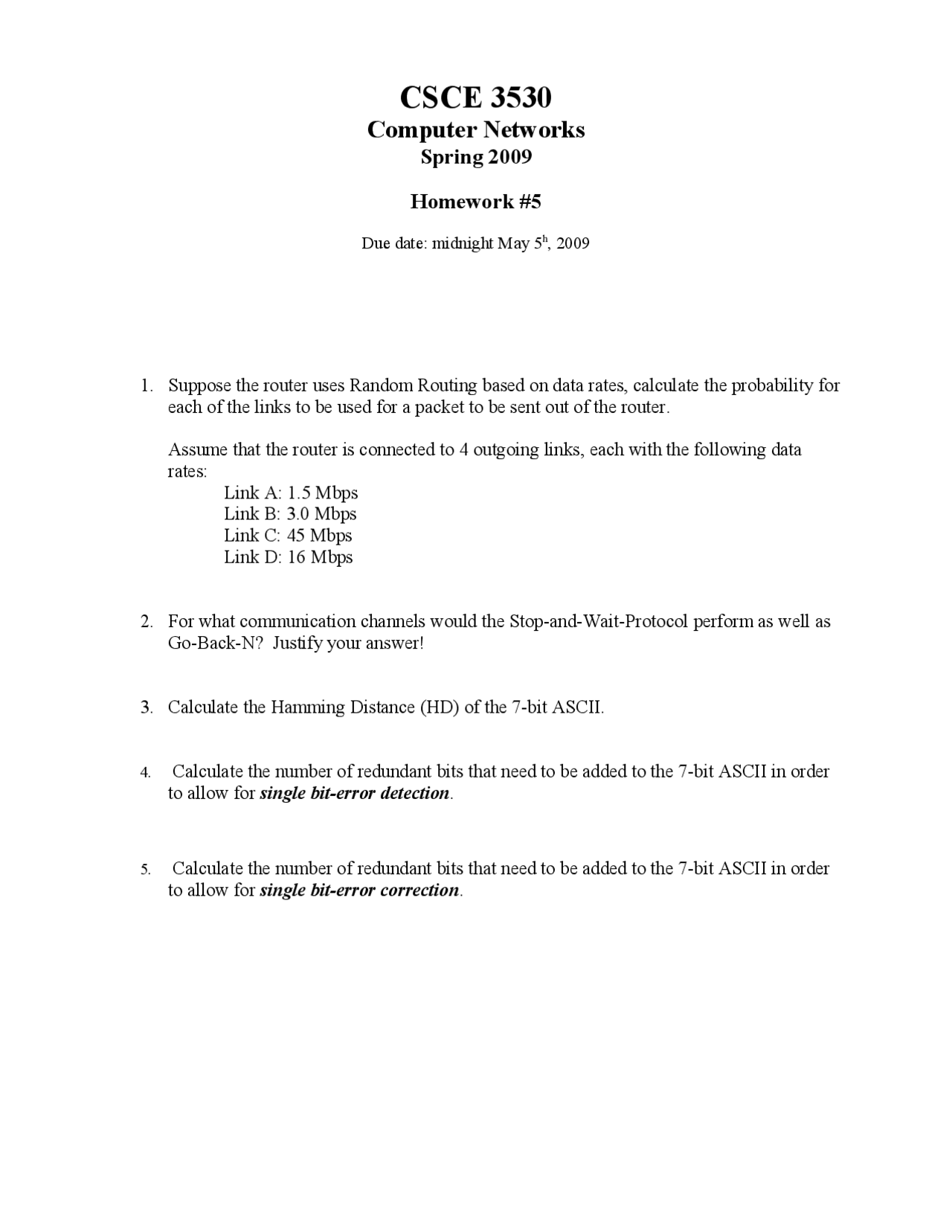 Practice Homework 5 Introduction To Computer Networks Csce 3530 Docsity