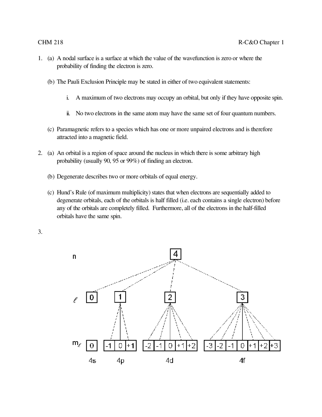 Assignment 1 Introduction To Inorganic Chemistry Chm 218 Docsity