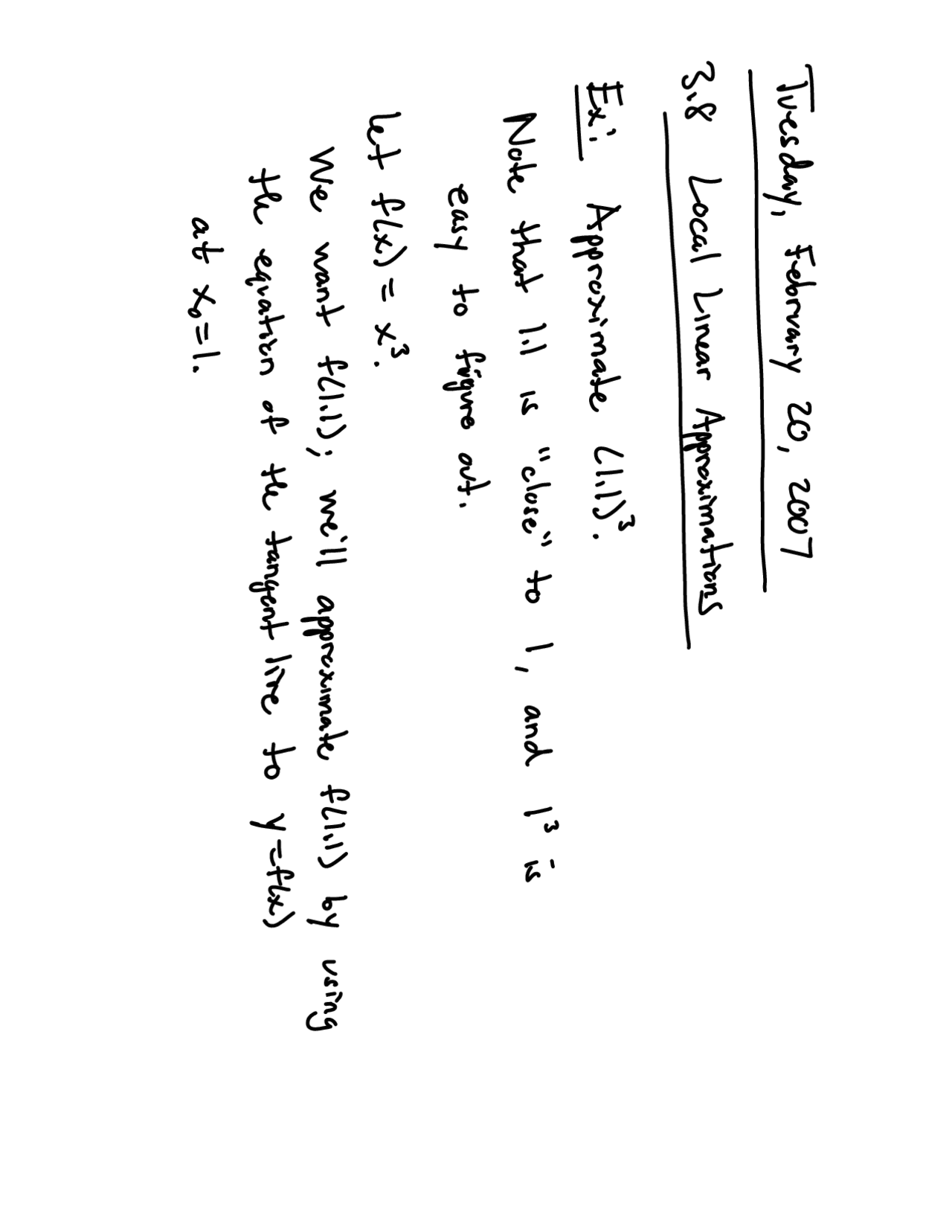 Handout Notes For Local Linear Approximations Math 121 Docsity