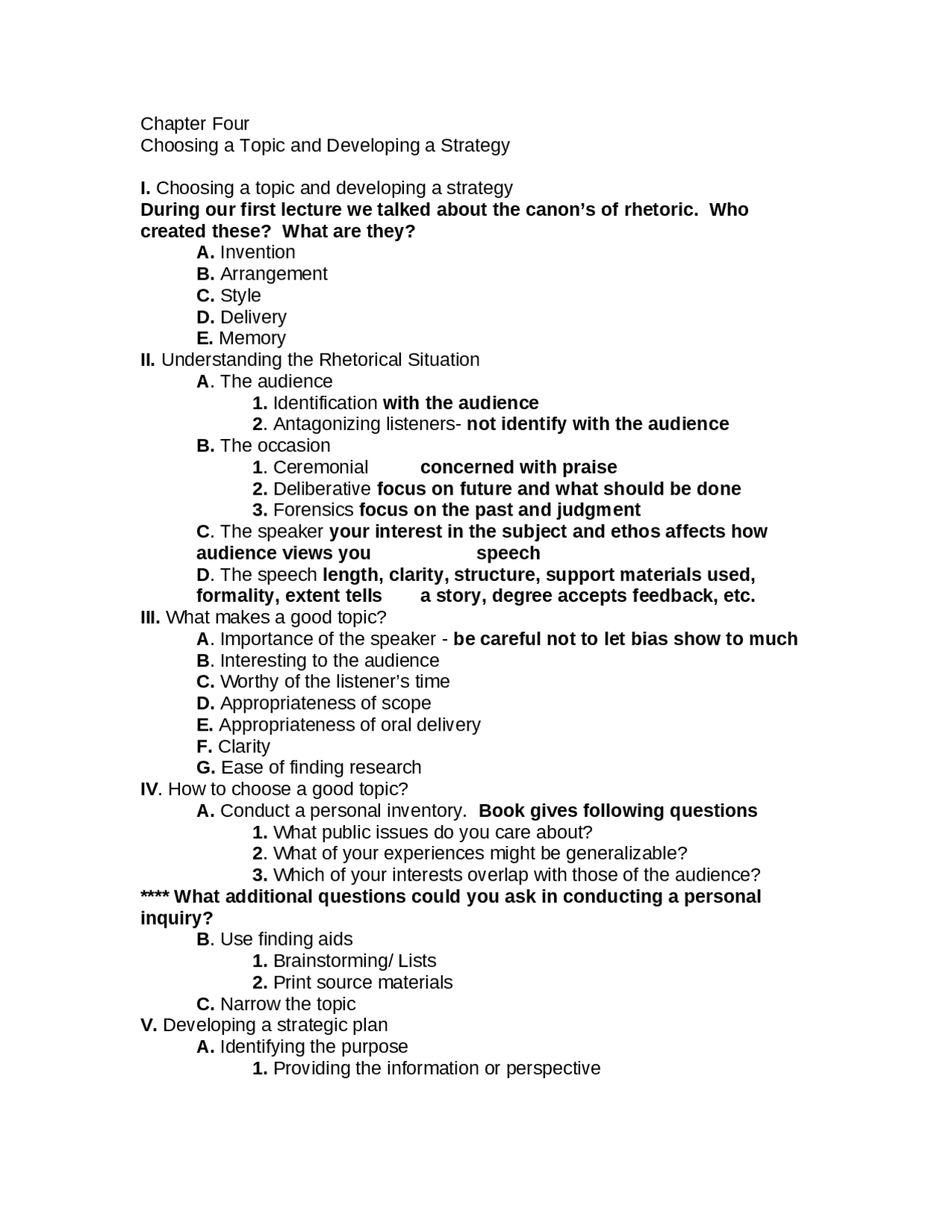 Notes On Developing A Strategy In Introduction To Human Communication
