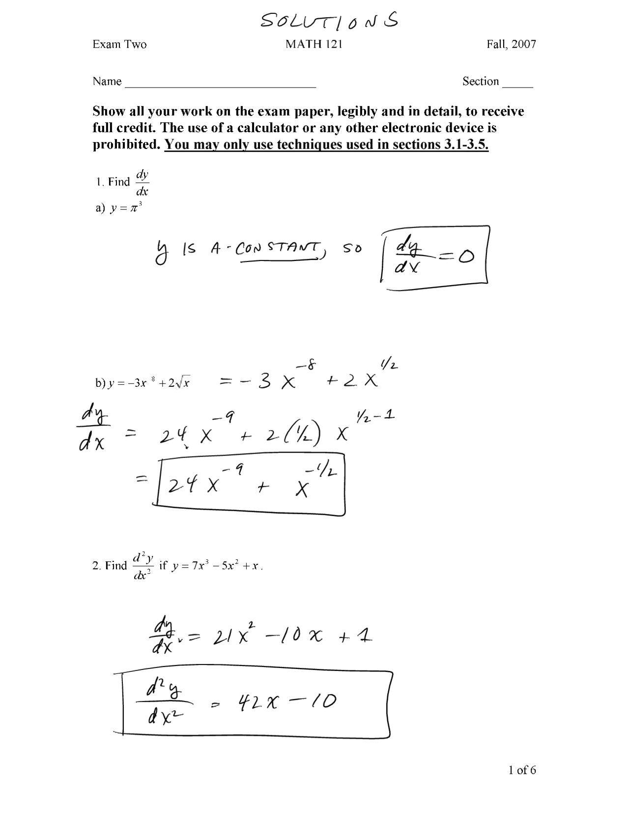 Exam 2 Questions With Resolutions Calculus I Math 121 Docsity