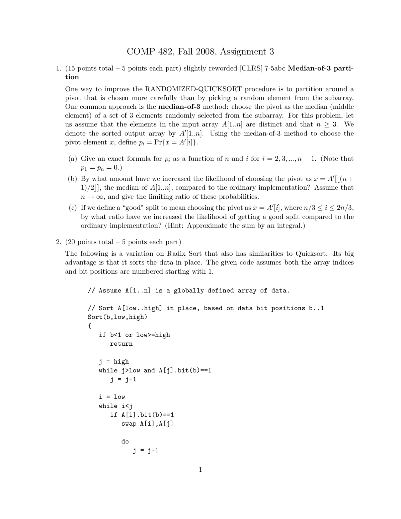 Design And Analysis Of Algorithms Assignment 3 Comp 482 Docsity 0336