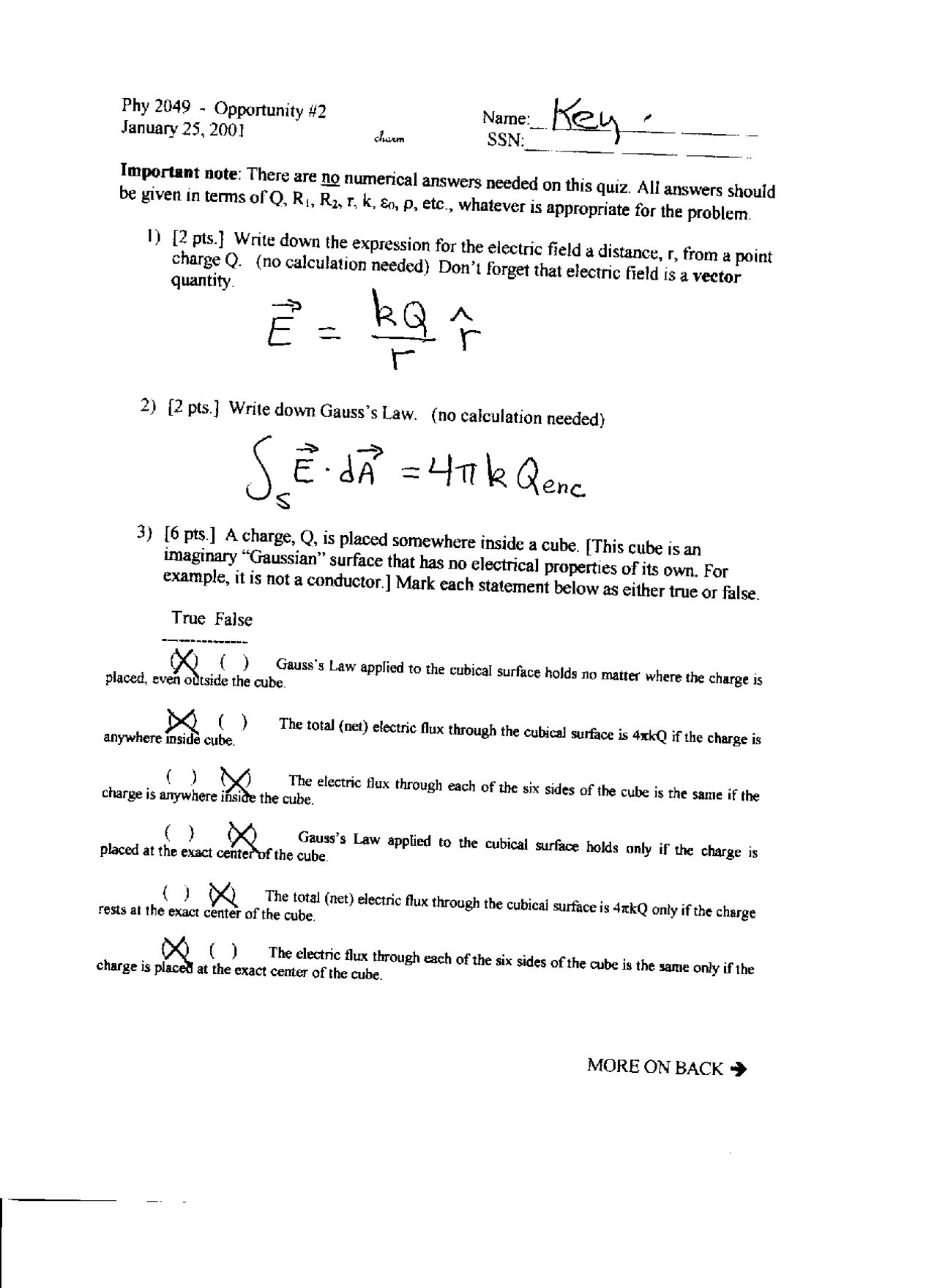 Introduction Of General Physics B Examination Phy 2049c Docsity