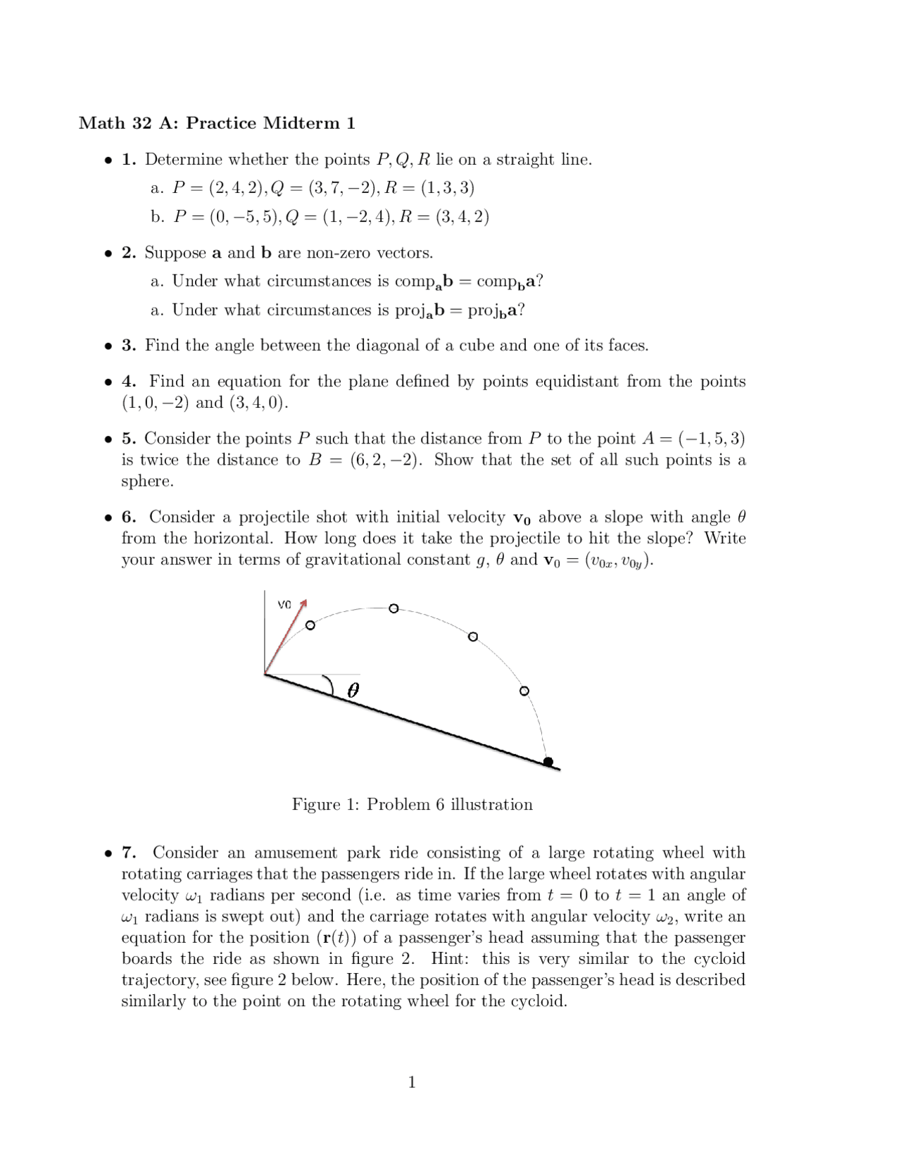 Calculus Of Several Variables Practice Midterm I Questions Math 32a