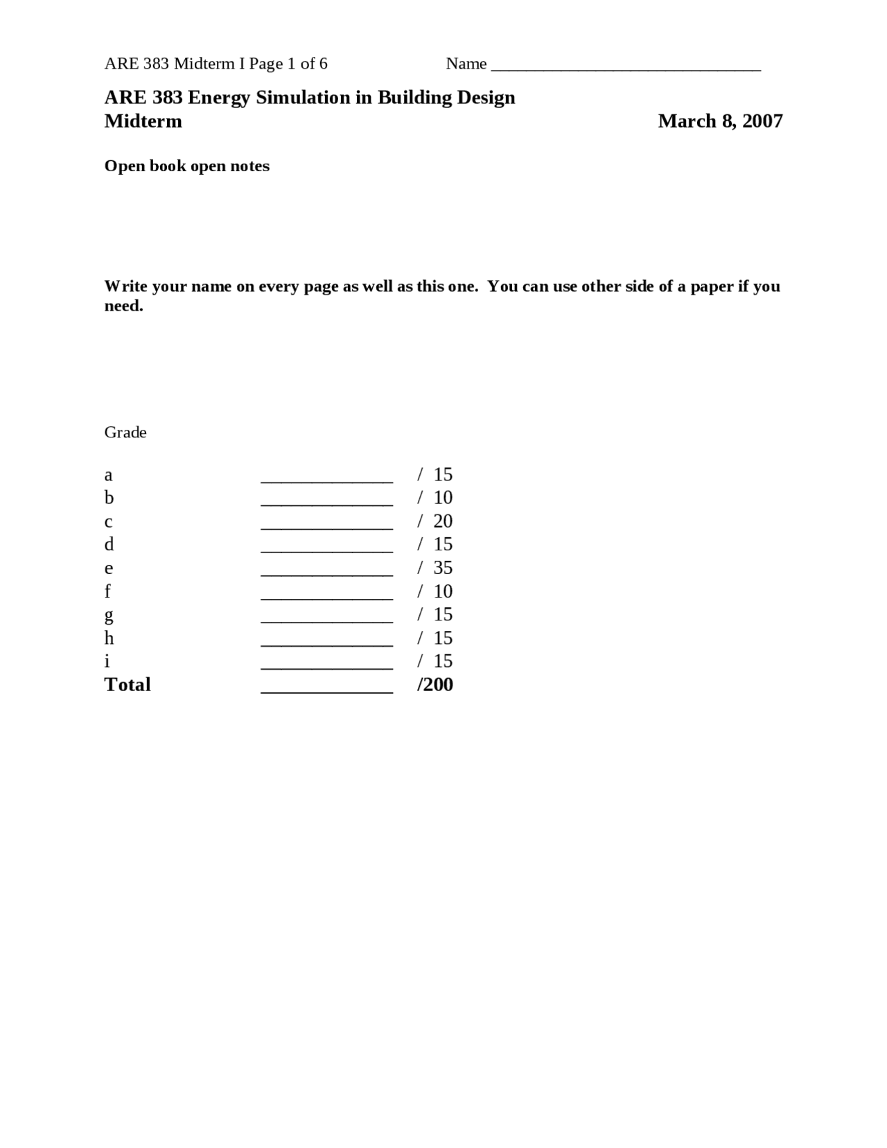 Energy Simulation In Building Design Midterm Exam Are 383 Docsity