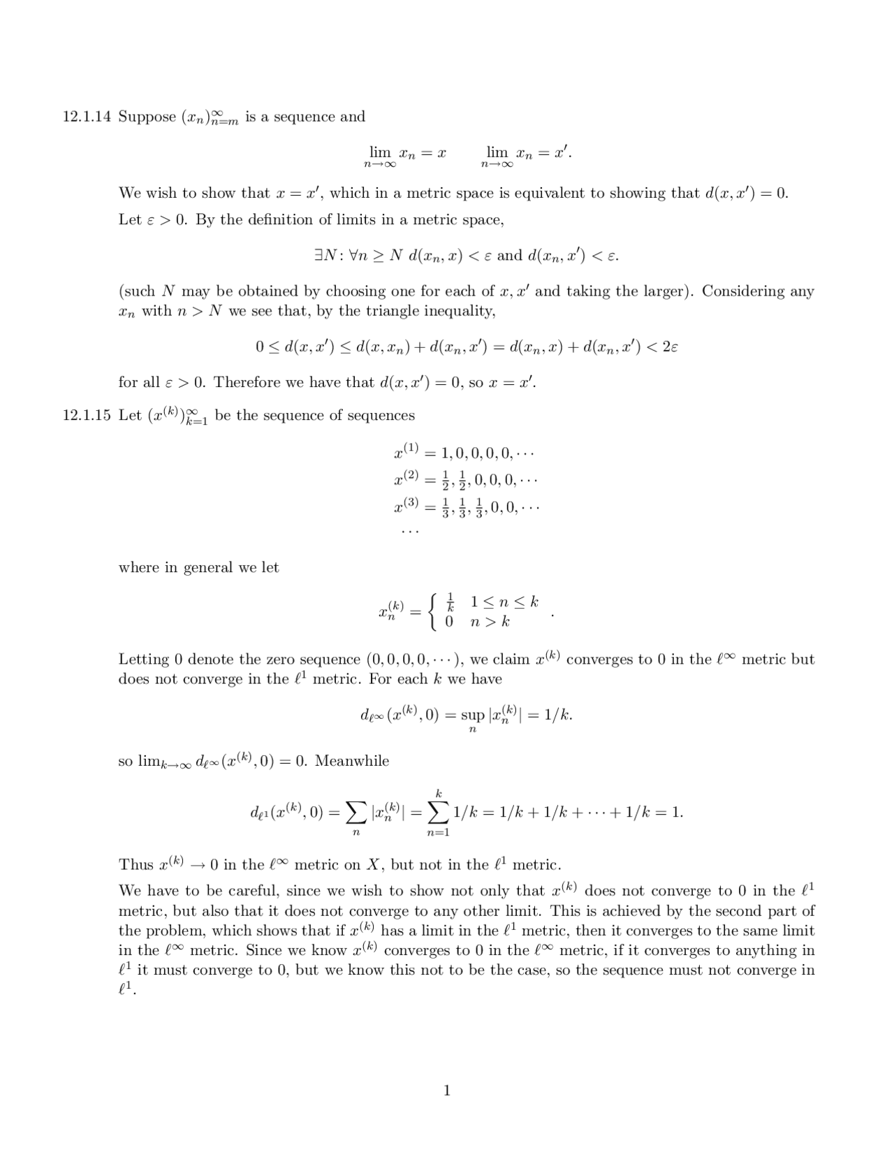 Analysis Solutions For Assignment 1 Math 0131b Docsity