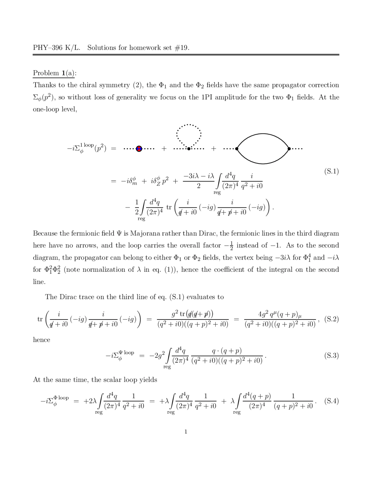 Solution to Homework Set 19 - Quantum Field Theory I | PHY 396K - Docsity